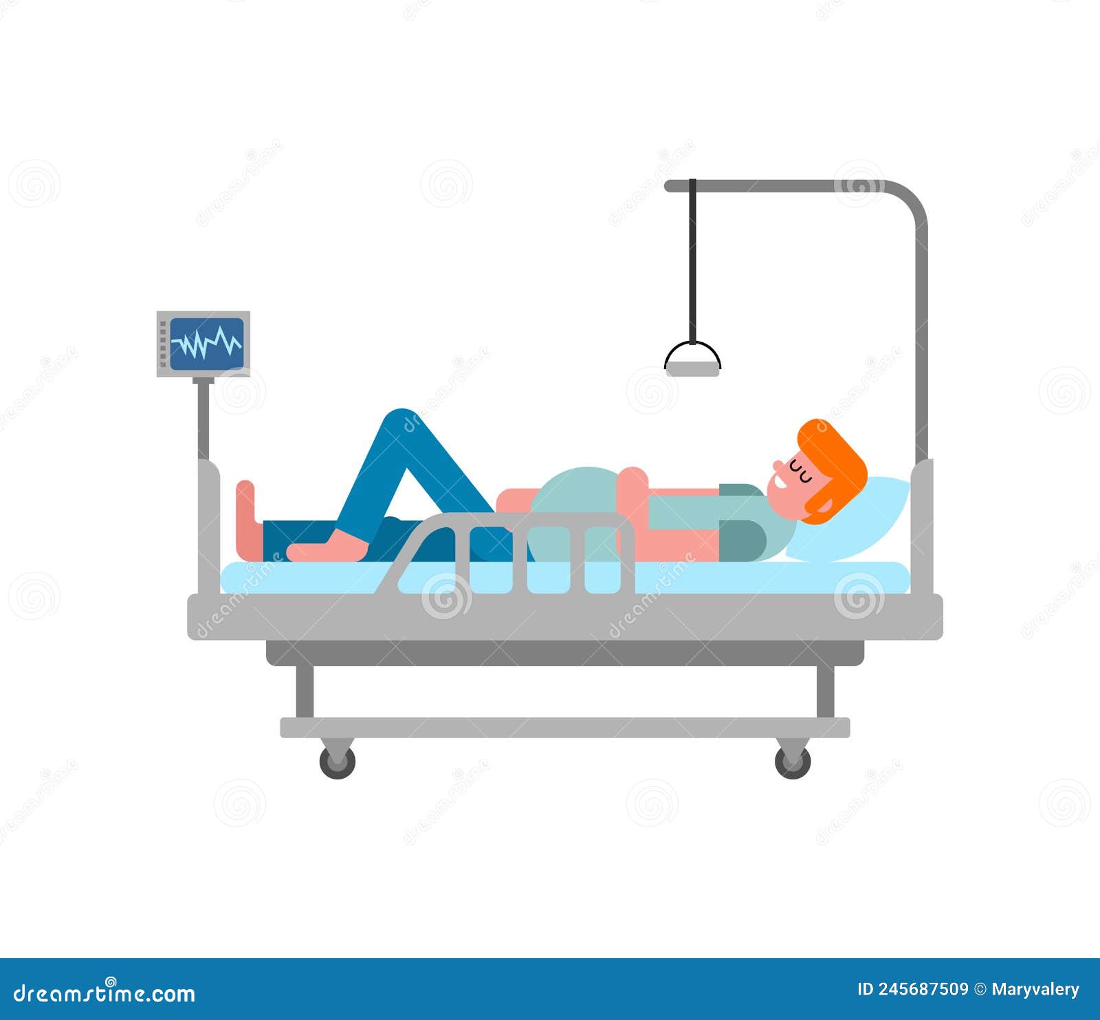 Patient on Hospital Bed Isolated. Vector Illustration Stock Vector ...