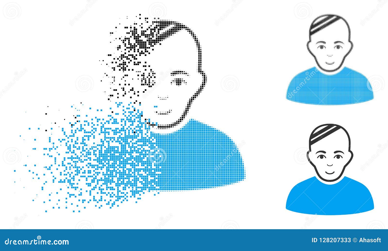 Dissolving Pixel Halftone Patient Icon with Face Stock Vector ...