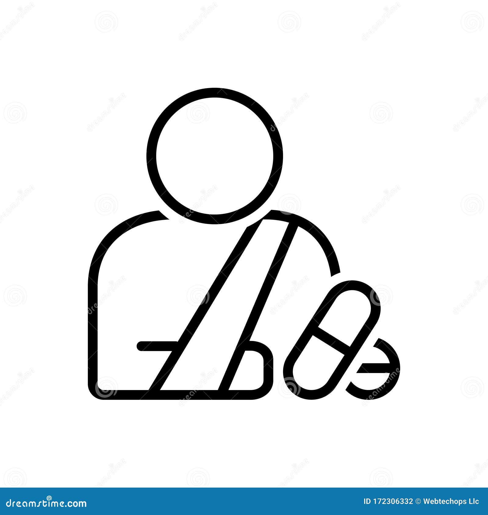 Black Line Icon for Patient, Sick Person and Sufferer Stock Vector ...