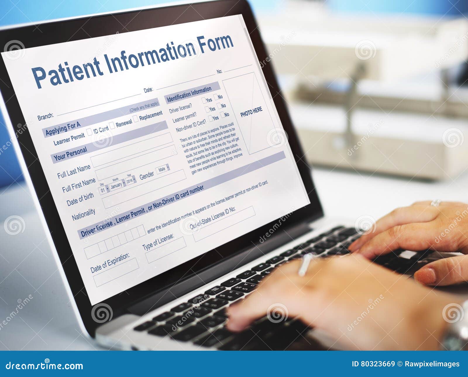 Patient Information Form Analysis Record Medical Concept Stock Image ...