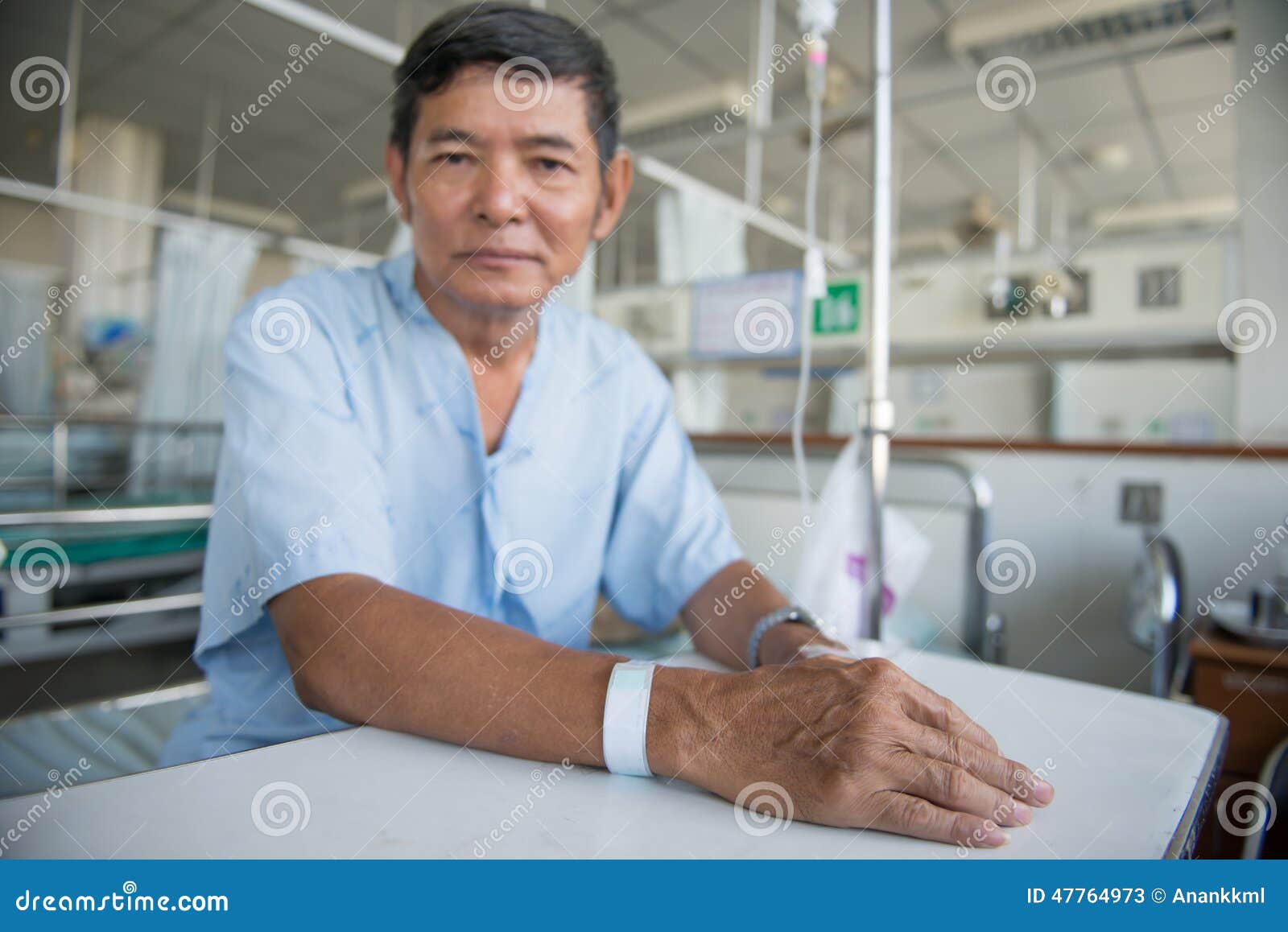 Patient with IV Drip and Hand Tag Stock Image - Image of medicine ...