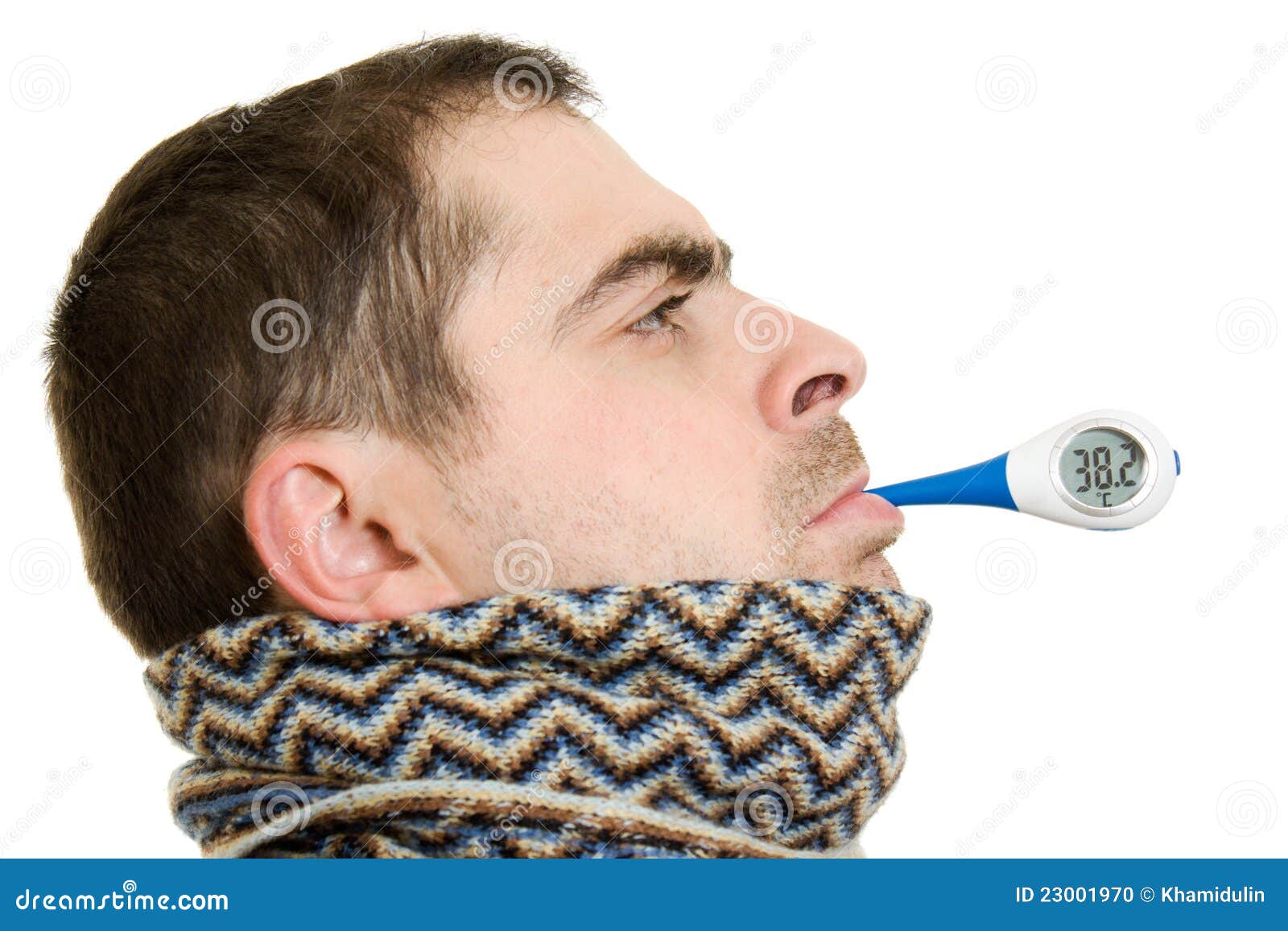 A Patient Man with a Thermometer Stock Photo - Image of health, cold ...