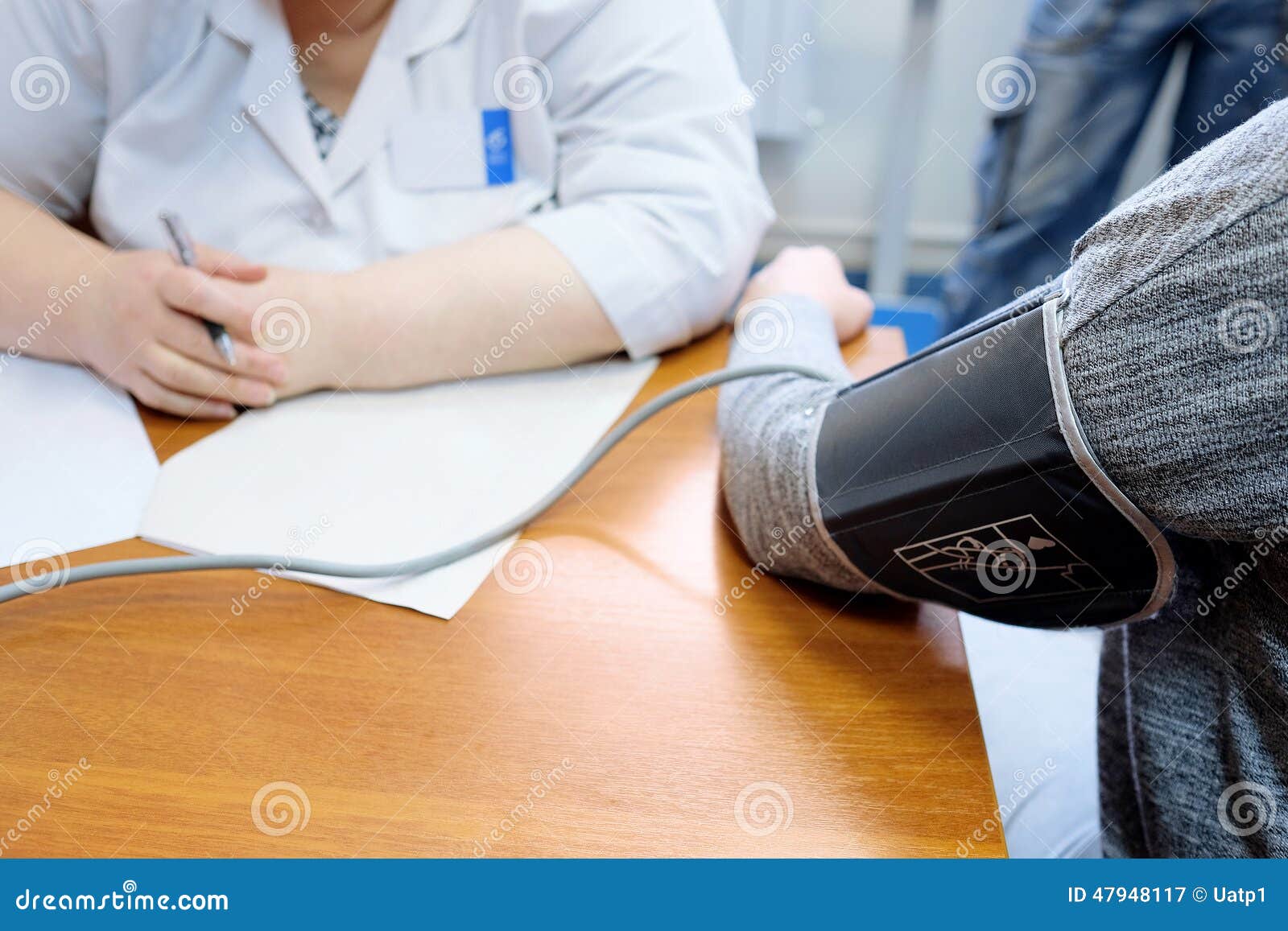 Patient Measures the Blood Pressure Stock Image - Image of coat, office ...