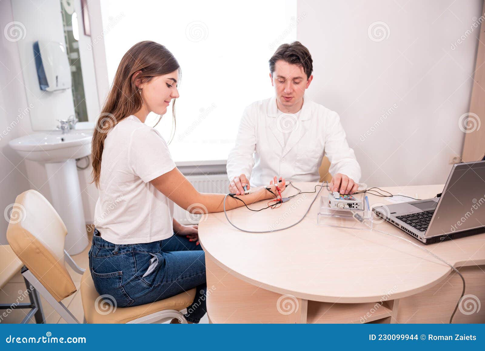 Patient Nerves Testing Using Electromyography At Medical Center Stock ...