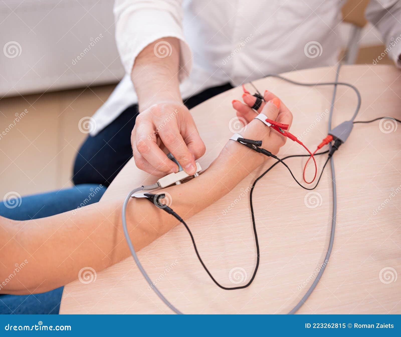 Patient Nerves Testing Using Electromyography at Medical Center Stock ...
