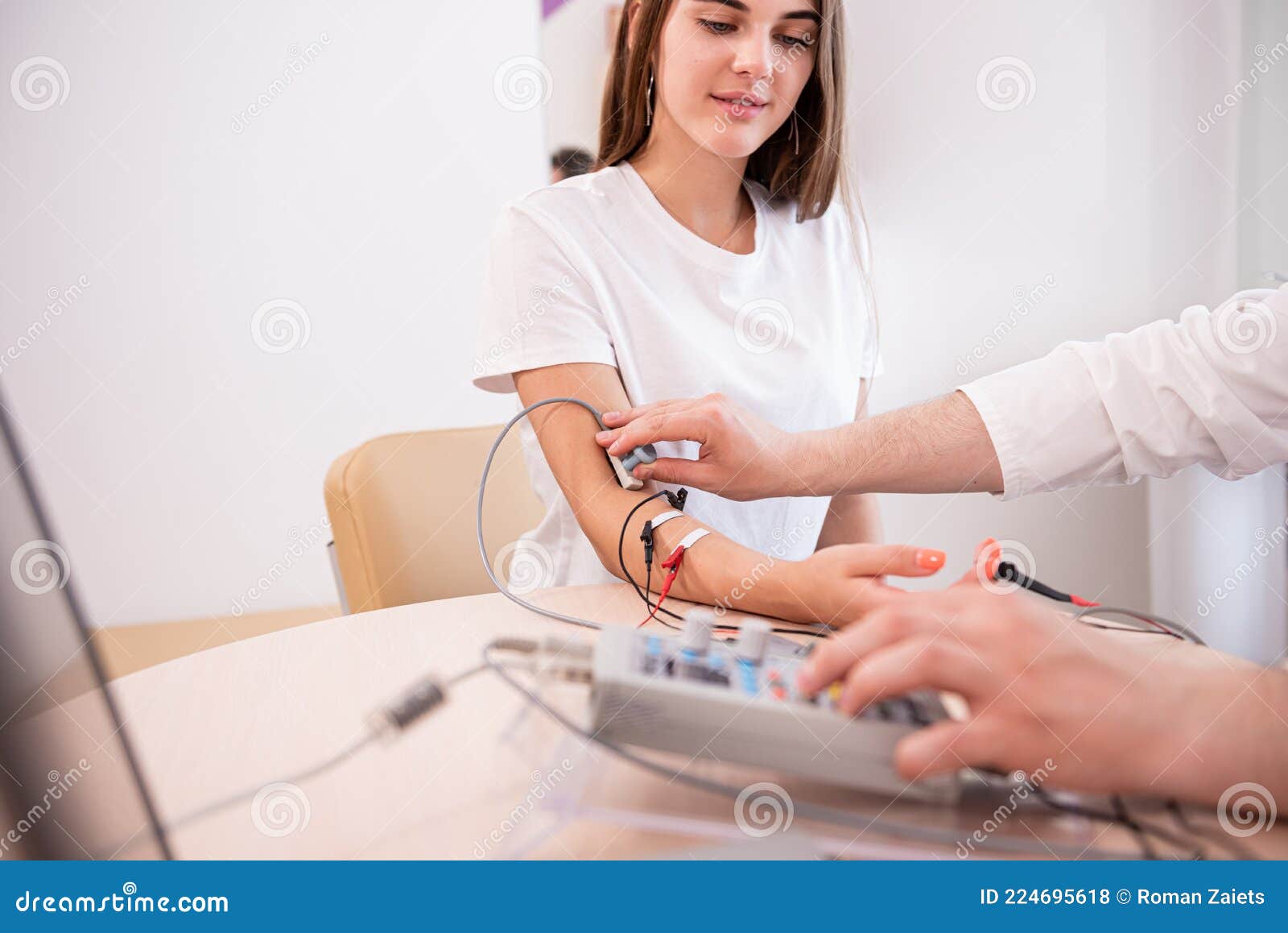 Patient Nerves Testing Using Electromyography At Medical Center Stock ...