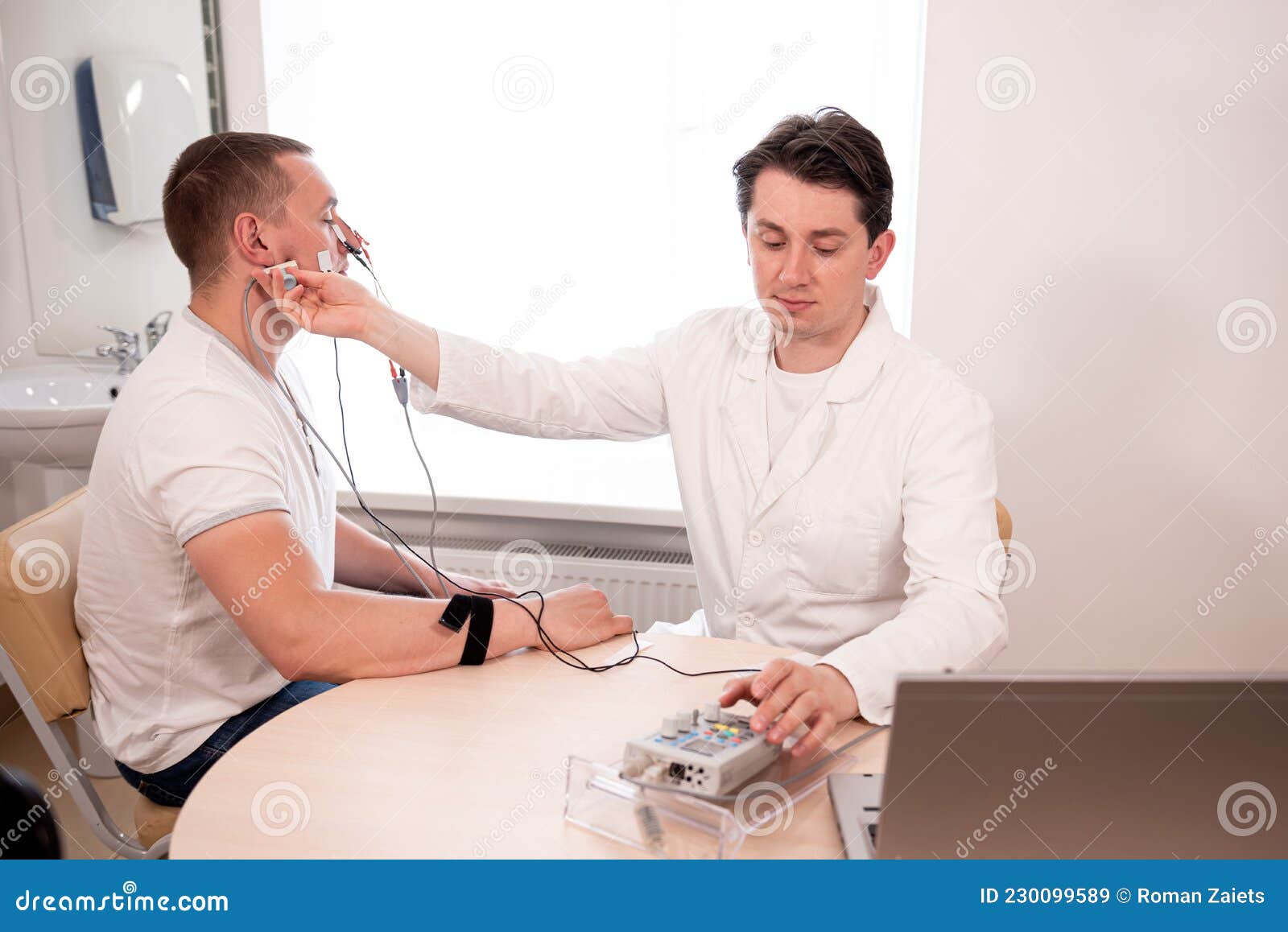 Patient Nerves Testing Using Electromyography At Medical Center Stock ...