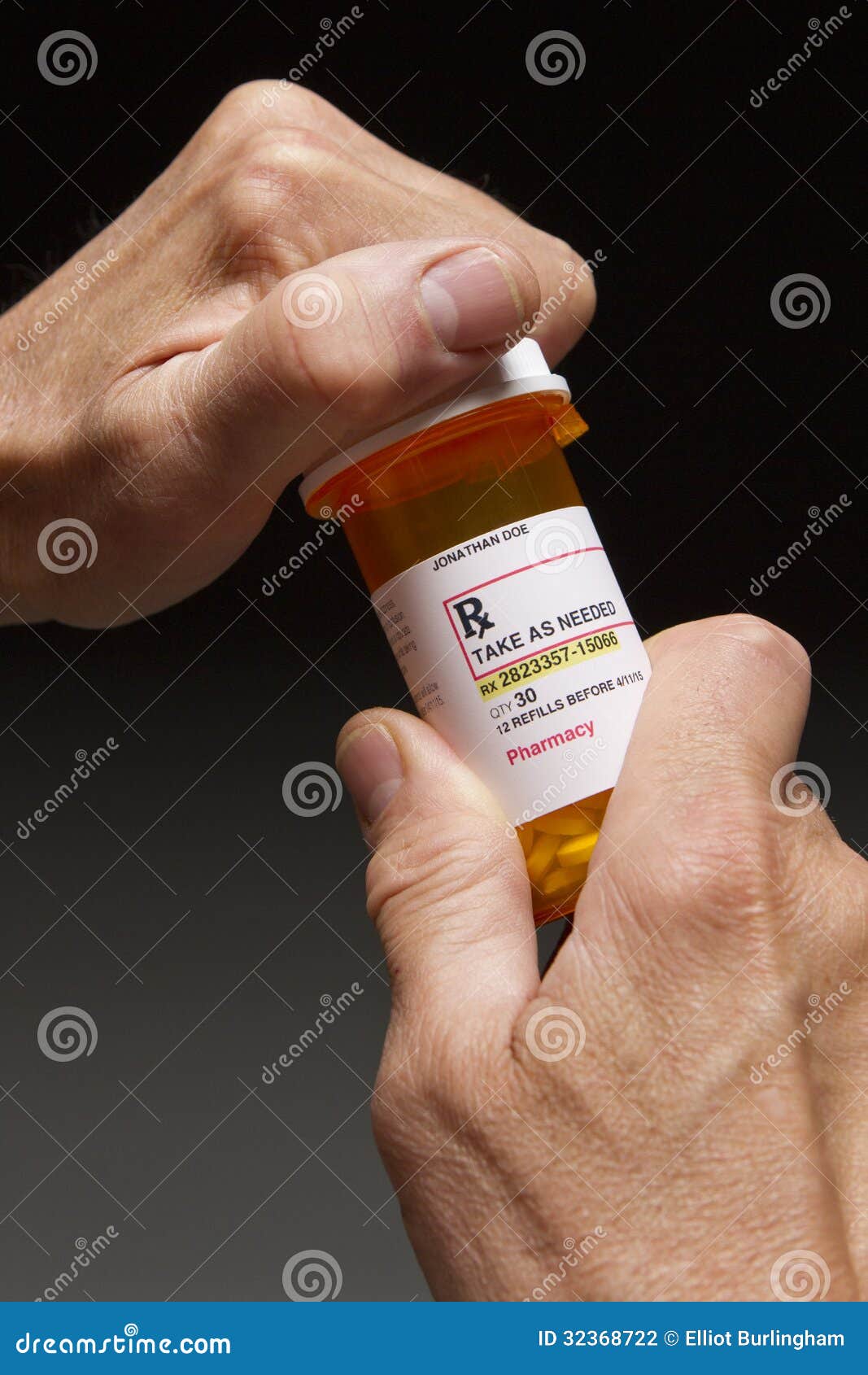 Patient Opening Prescription Container, Vertical Stock Photo - Image of ...