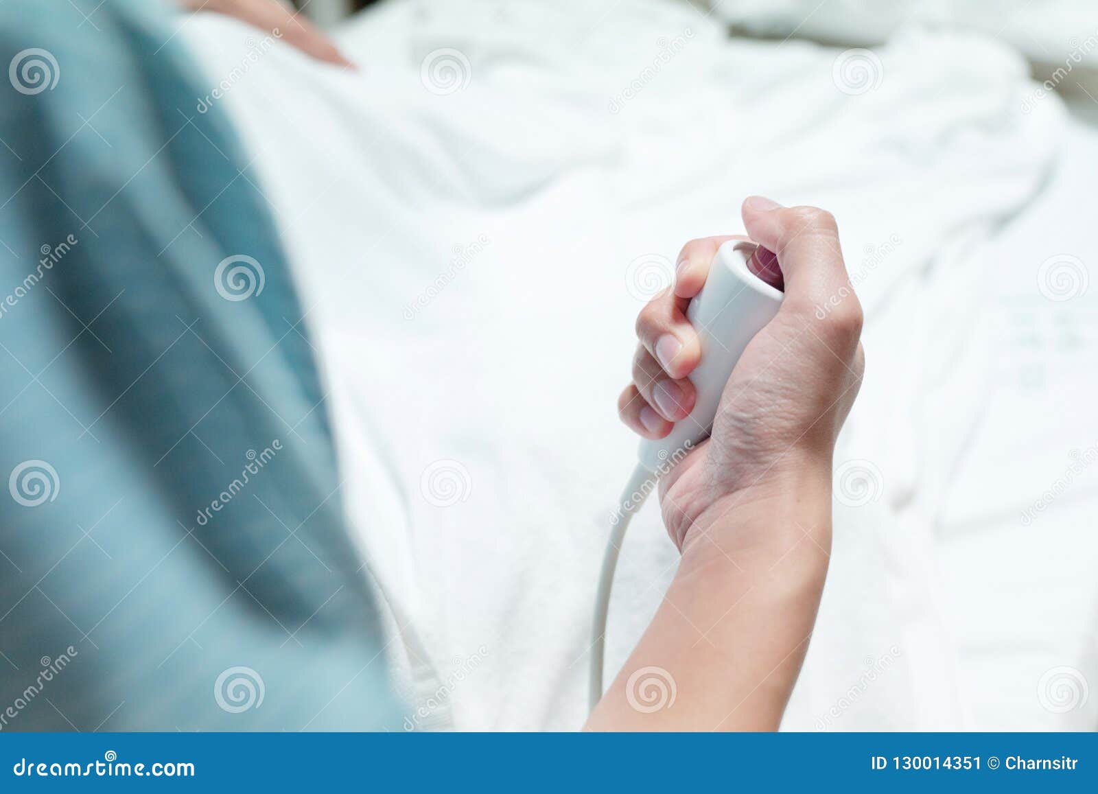 Patient Press the Red Emergency Button To Call the Nurse Stock Image ...