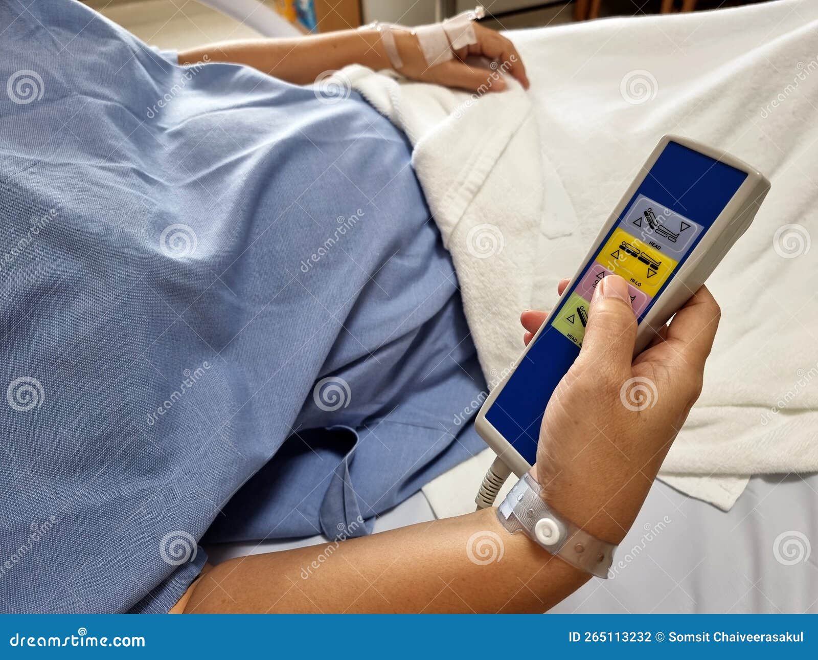 The Patient Pushing the Remote Control of the Fully Electric Automatic ...