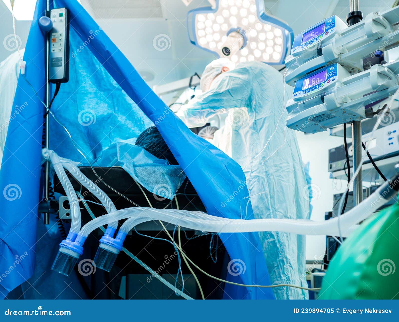 The Patient is Receiving Mechanical Ventilation of the Lungs. Stock ...