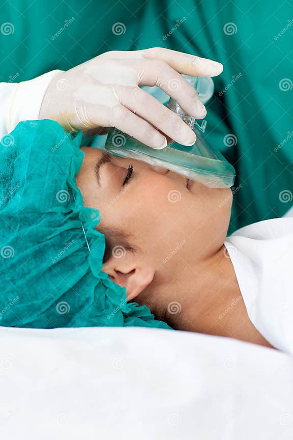 Patient Receiving Oxygen Mask Stock Photo - Image of administering ...