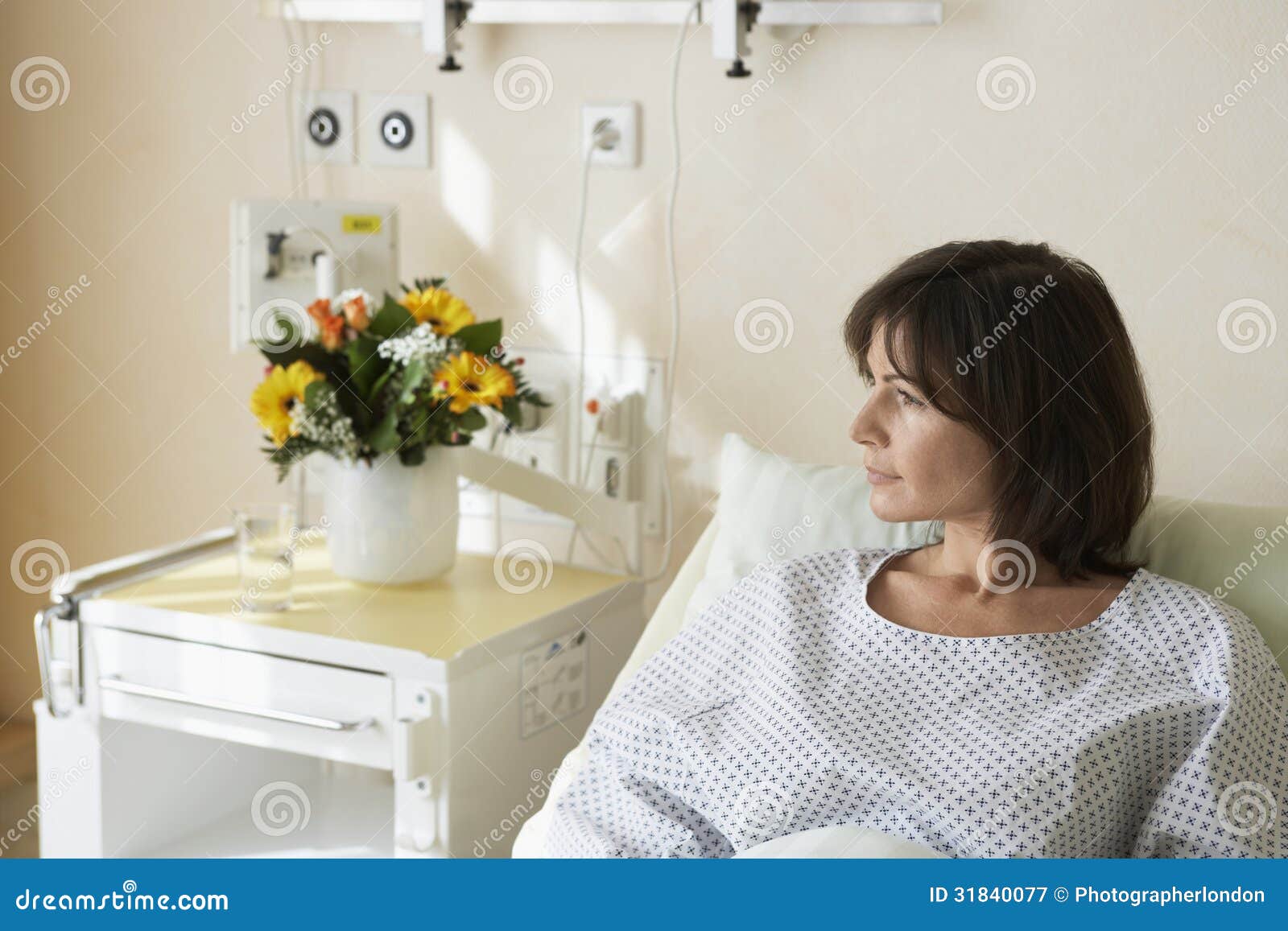 Patient Resting in Hospital Bed Stock Image - Image of recovering ...