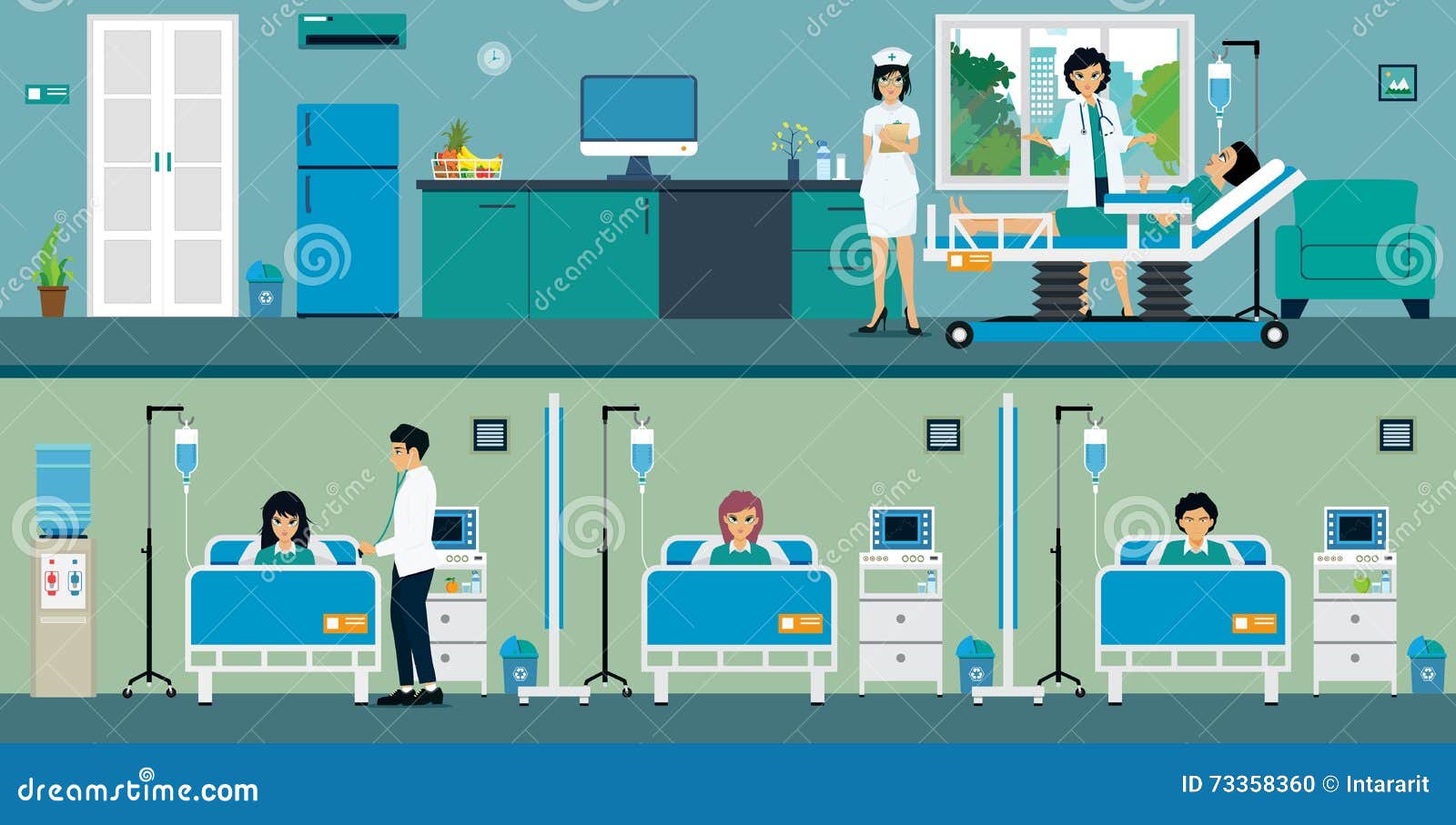 Patient room stock vector. Illustration of people, female - 73358360