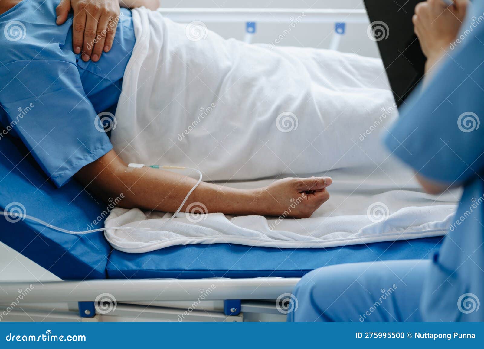 The Patient S Hand is in Bed in the Hospital Stock Photo - Image of ...