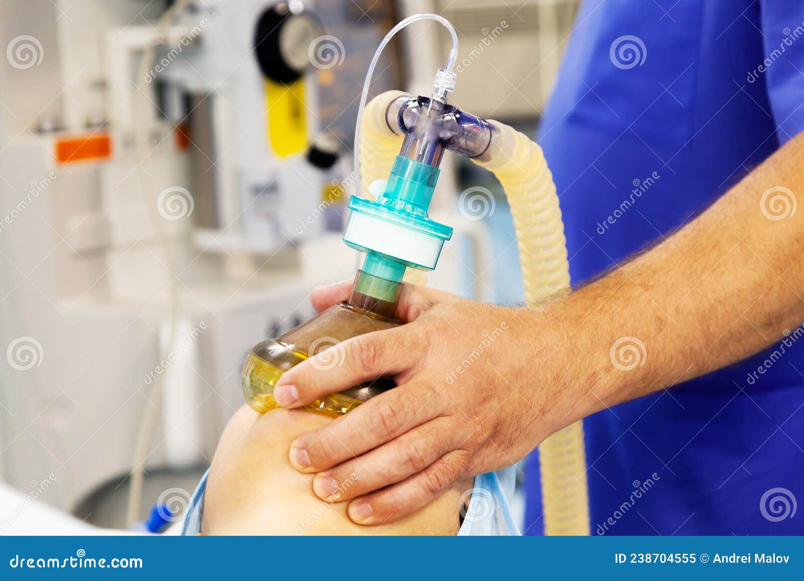 Patient`s Ventilation with a Face Mask Stock Image - Image of patient ...