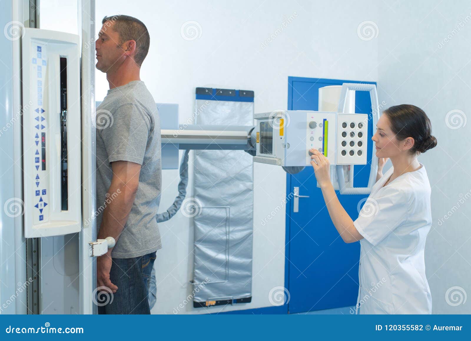 Patient Stood Upright Having Xray Stock Photo - Image of competent ...