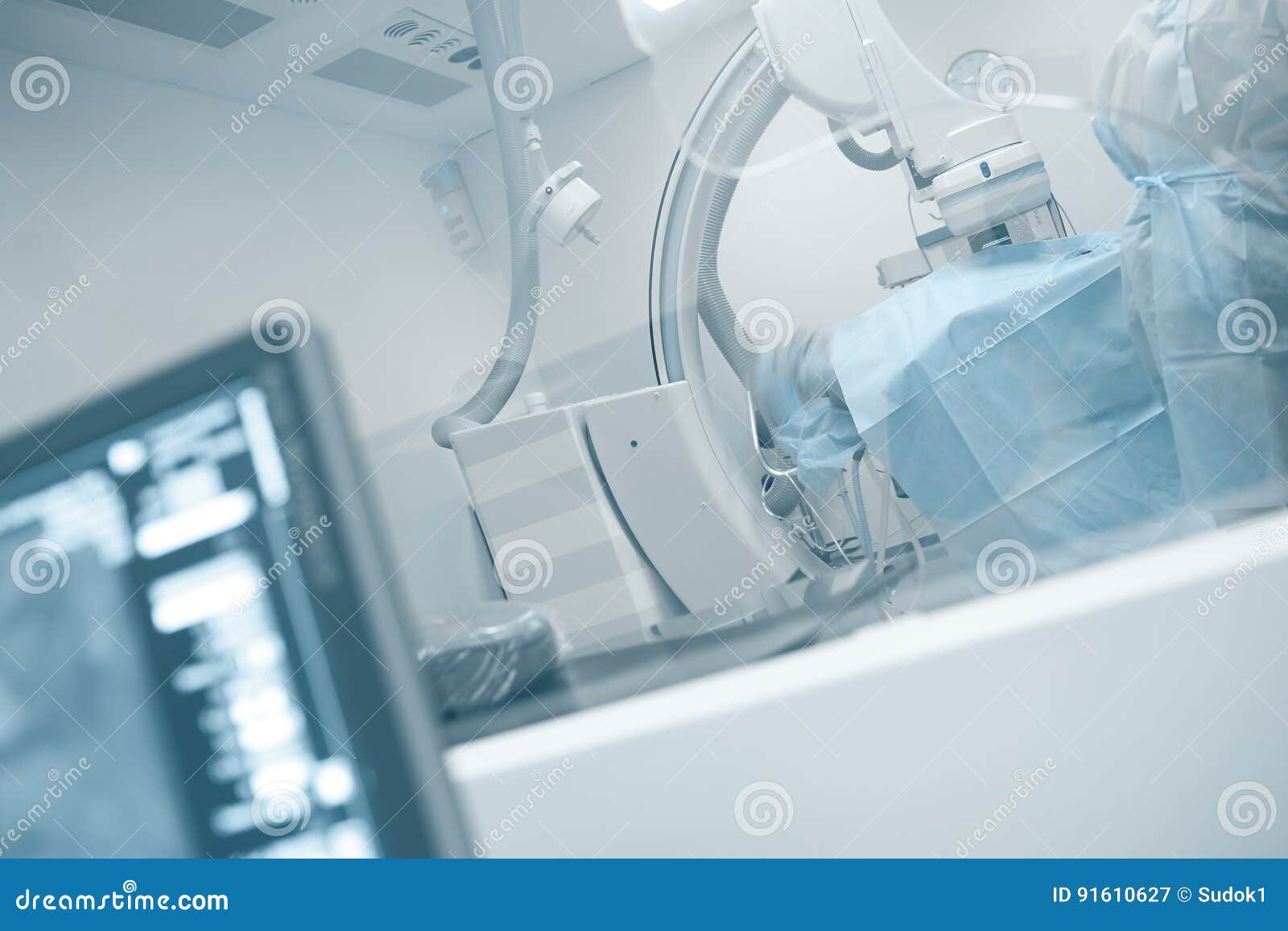 Patient on the Table in X-ray Operating Room Cath Lab Stock Image ...
