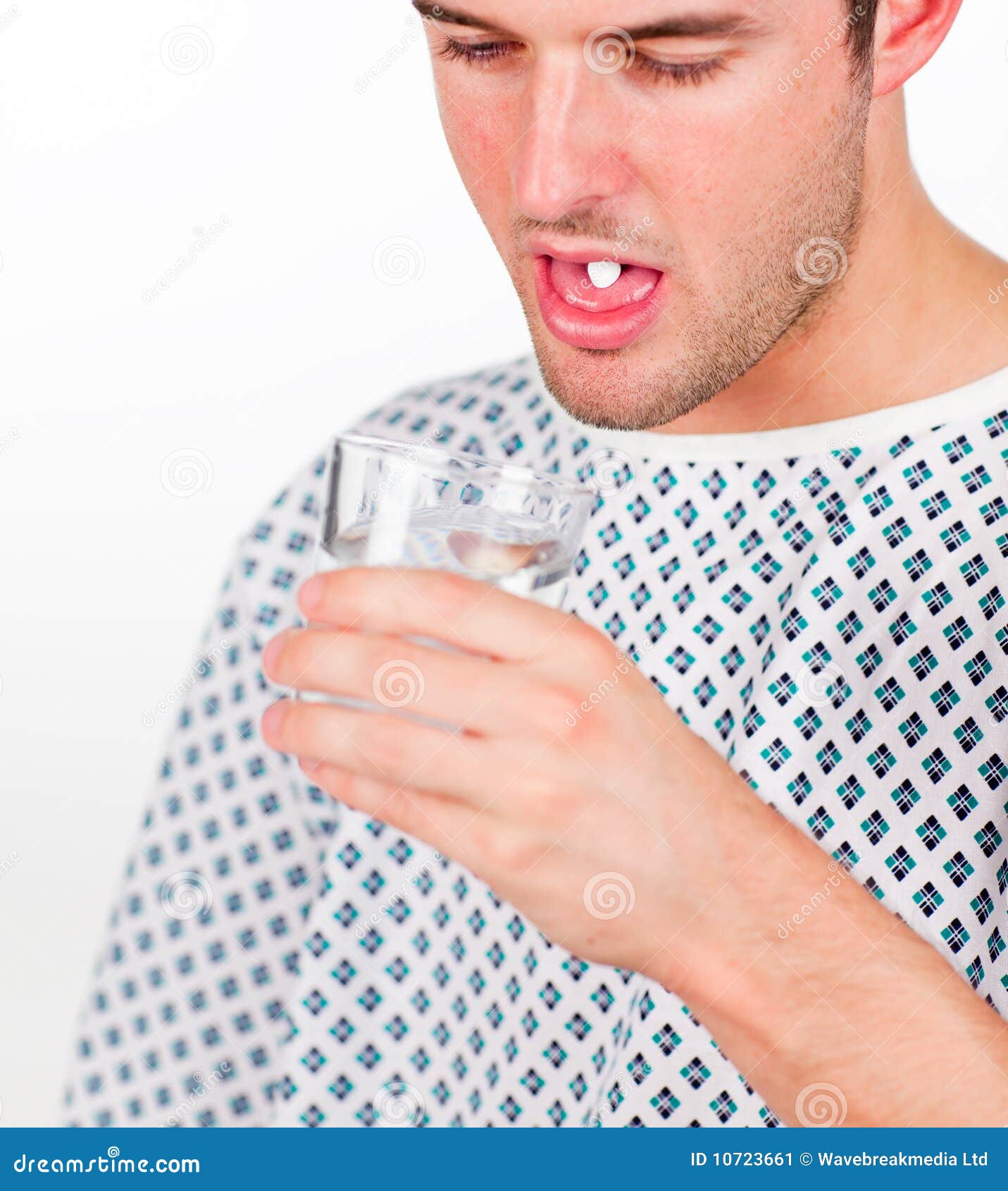 Patient Taking a Pill with a Glass of Water Stock Image - Image of care ...