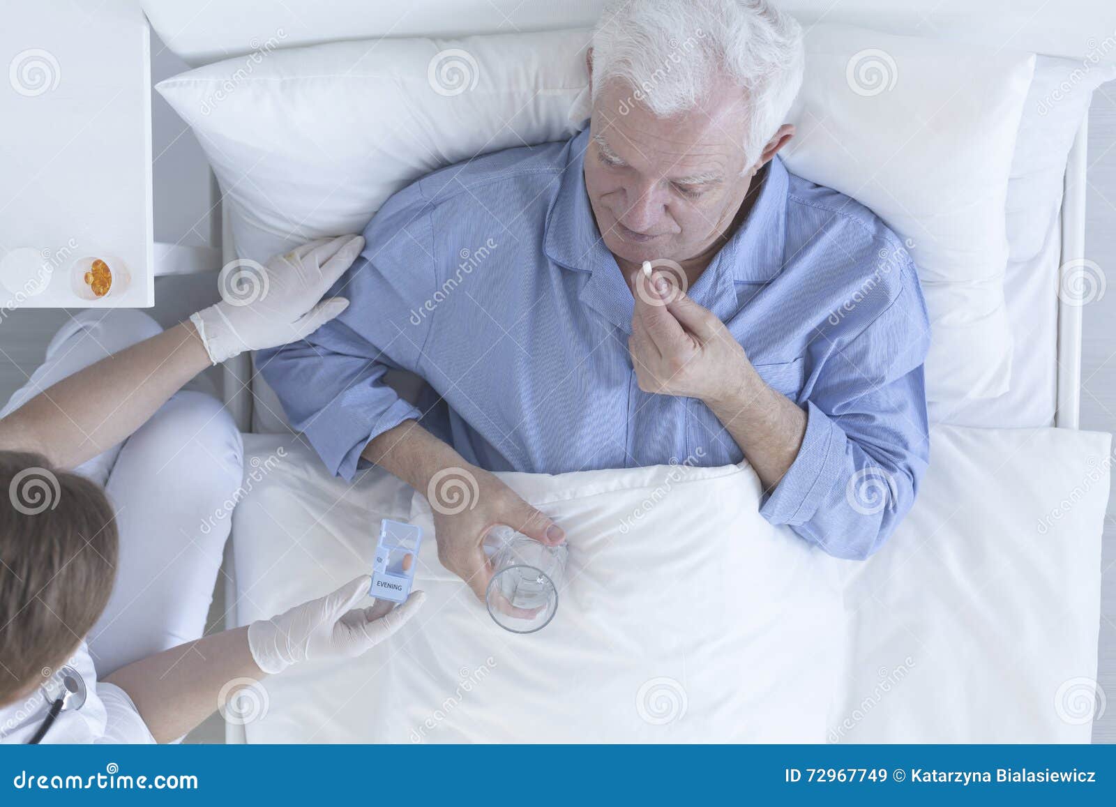 Patient Taking Pill with Glass of Water Stock Image - Image of ...