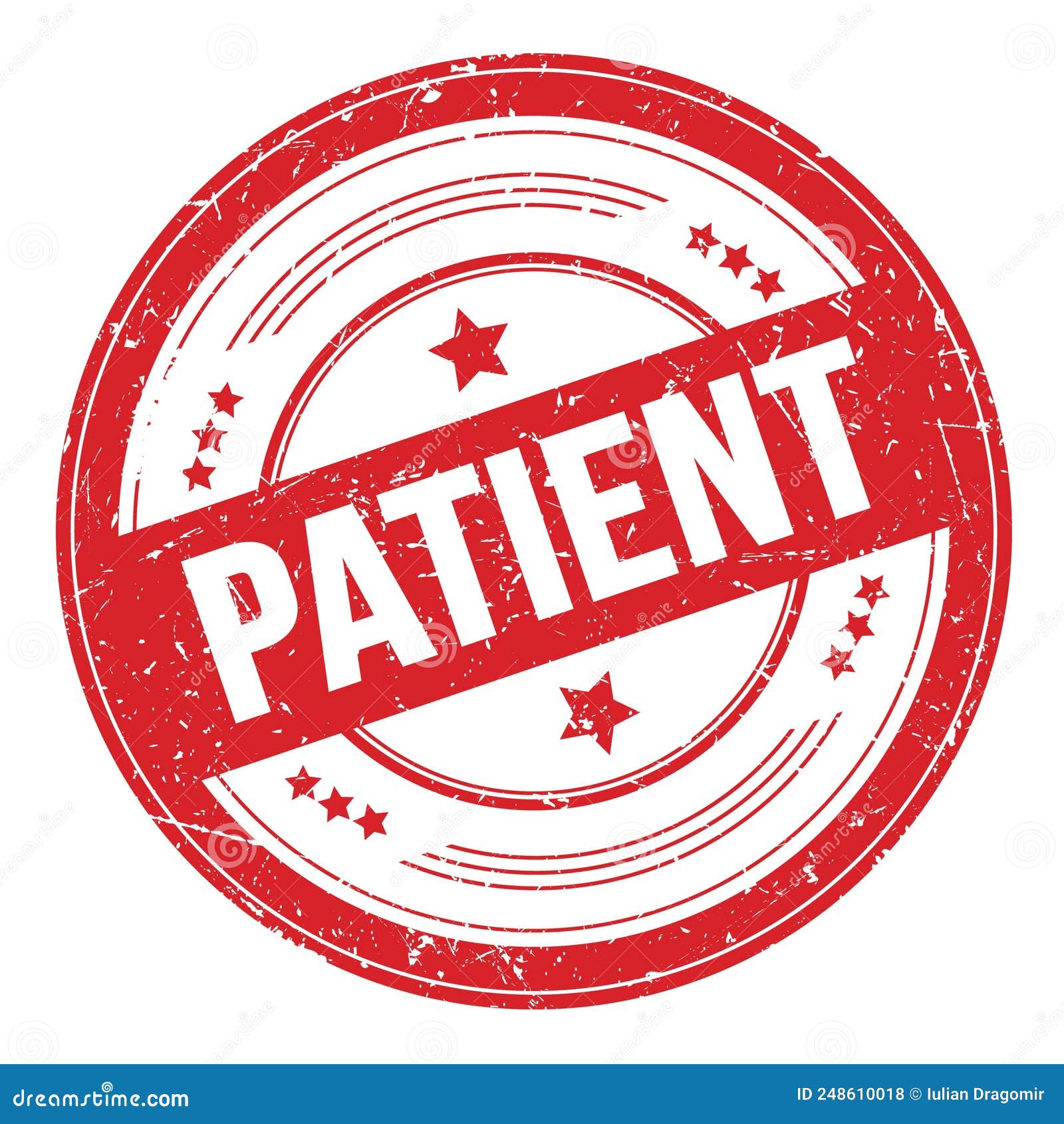 PATIENT Text on Red Round Grungy Stamp Stock Illustration ...