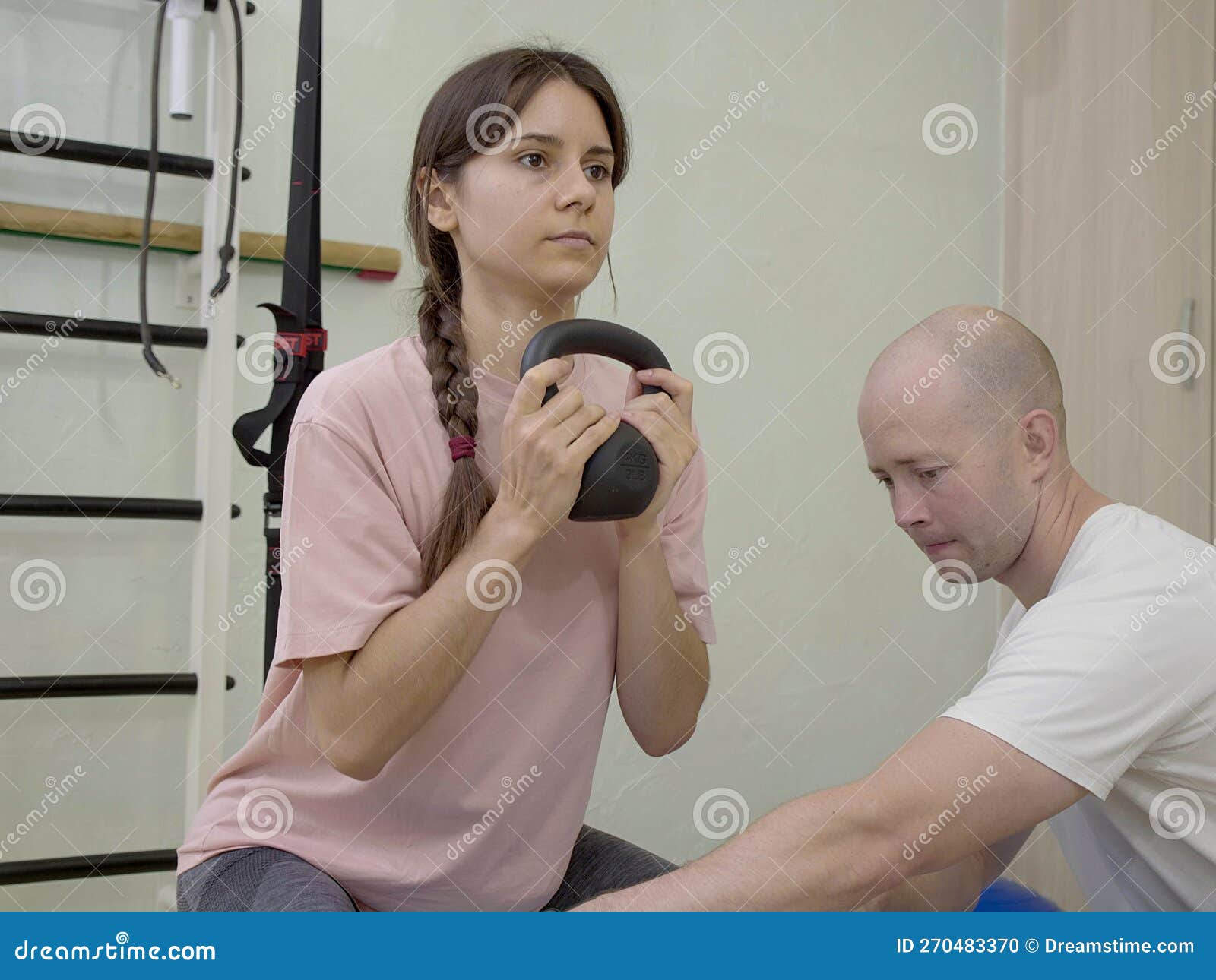 Patient Together Doing Exercise with Dumbbell during Physiotherapy ...