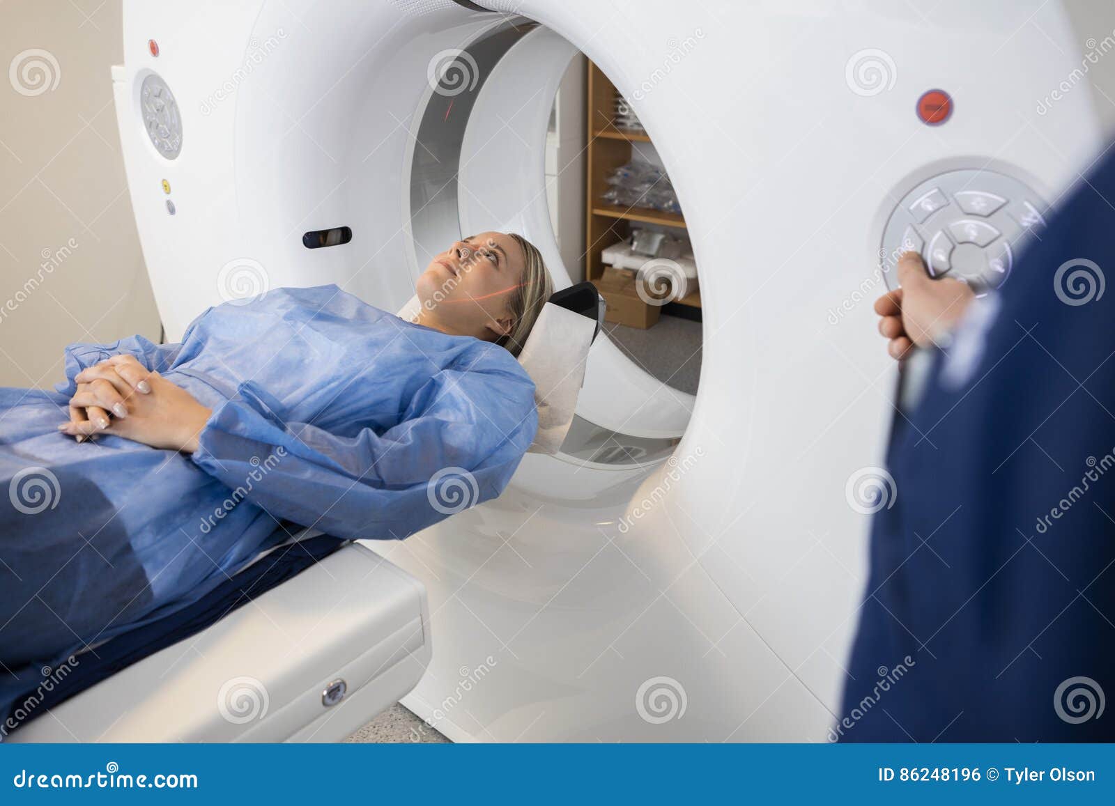 Patient Undergoing CT Scan in Hospital Stock Photo - Image of people ...