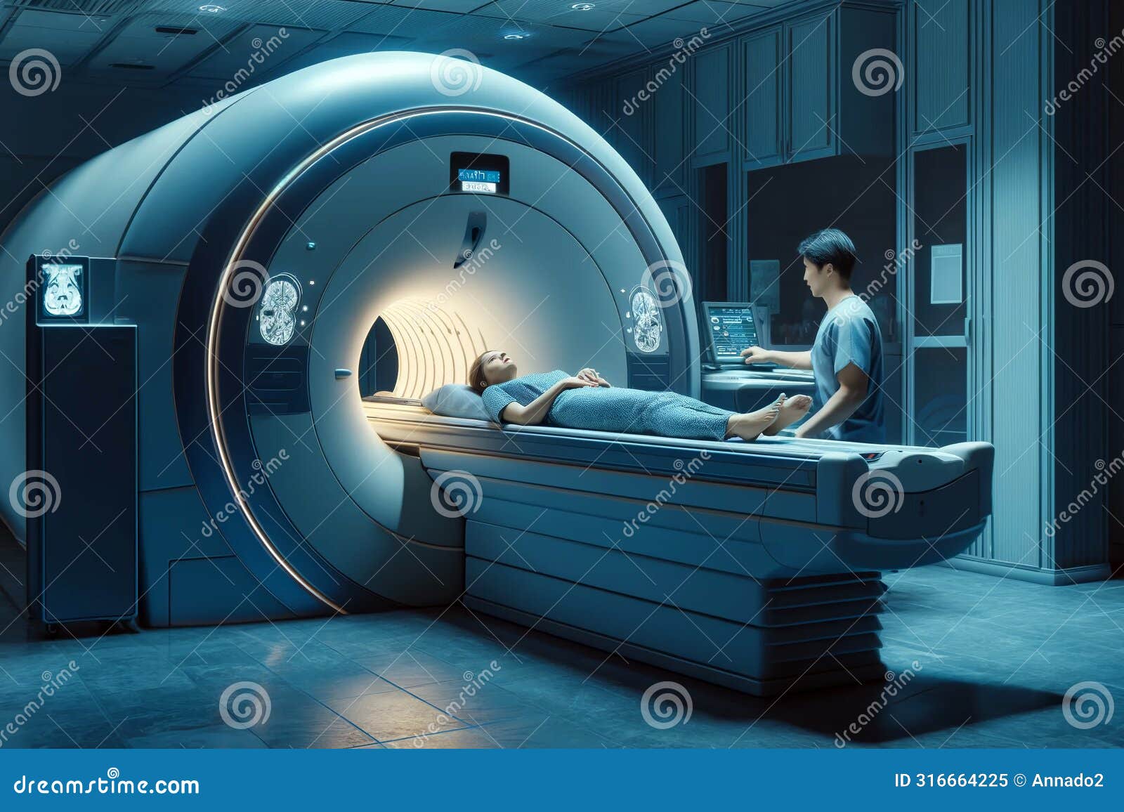 Patient Undergoing an Mri Scan in a Medical Imaging Room Stock ...