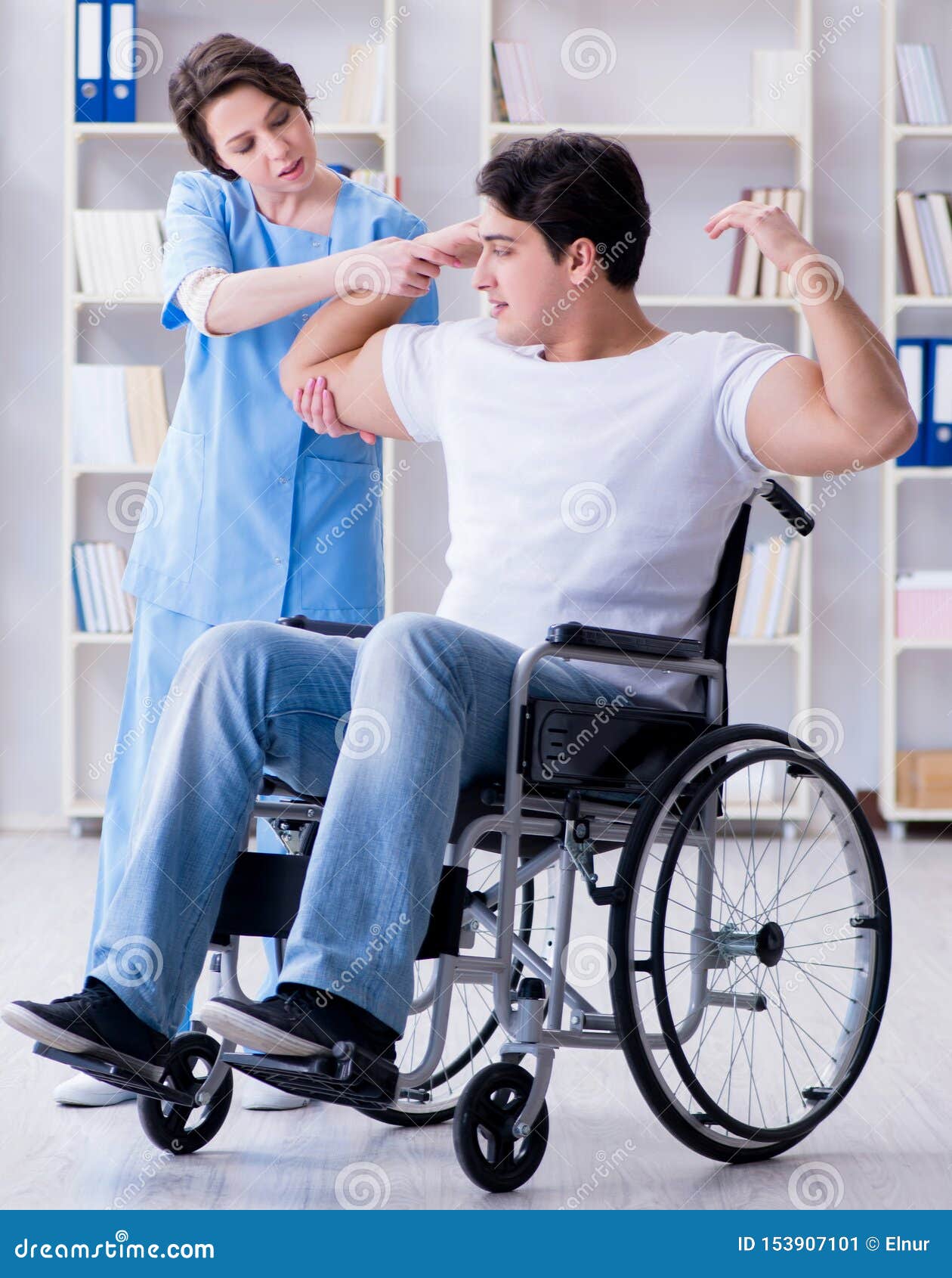 Patient Undergoing Rehabilitation Recovery Programme with Doctor Stock ...