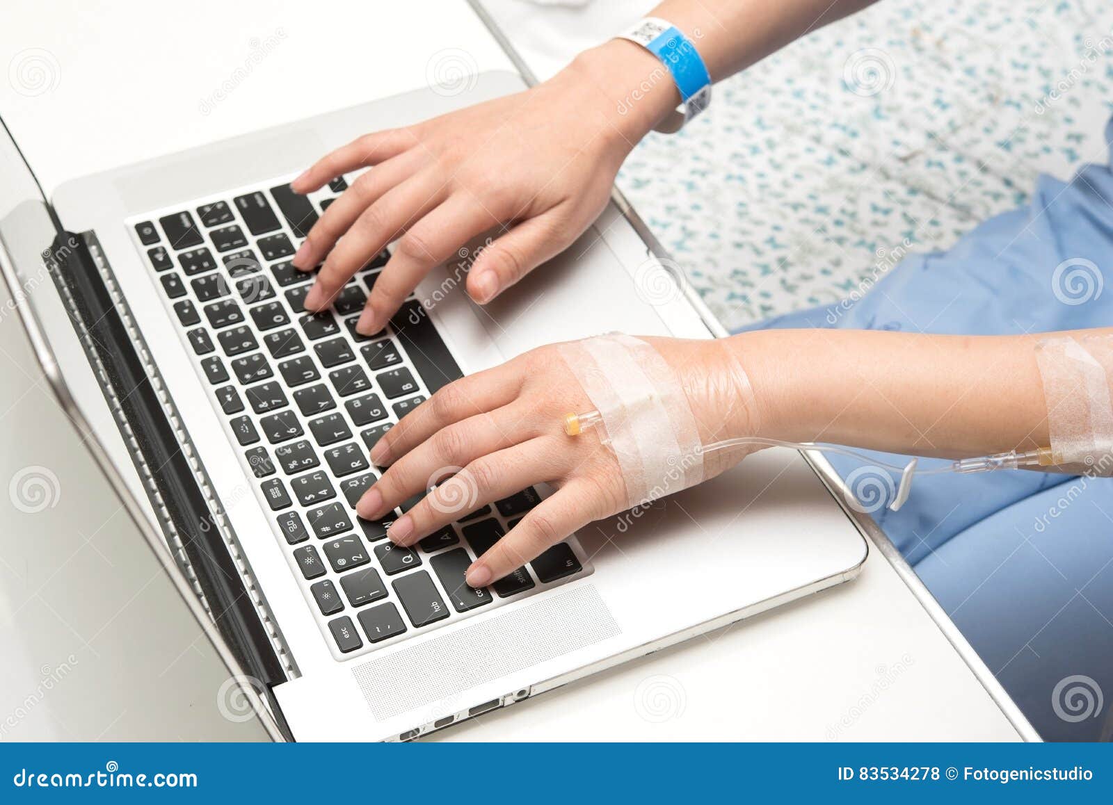 Patient using computer stock photo. Image of transfusion - 83534278