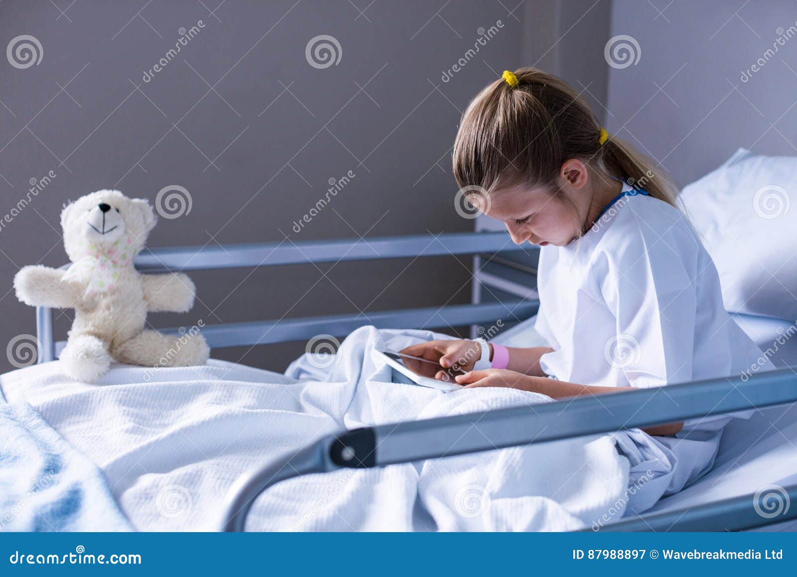 Patient Using Digital Tablet in Ward Stock Image - Image of clinic ...