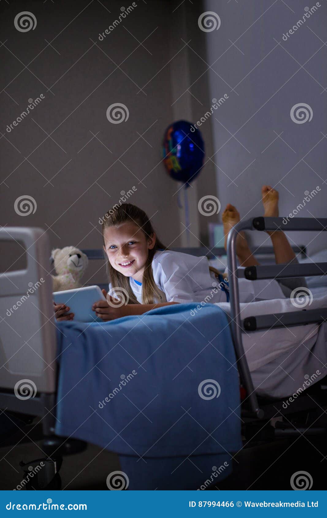Patient Using Digital Tablet in Ward at Hospital Stock Photo - Image of ...