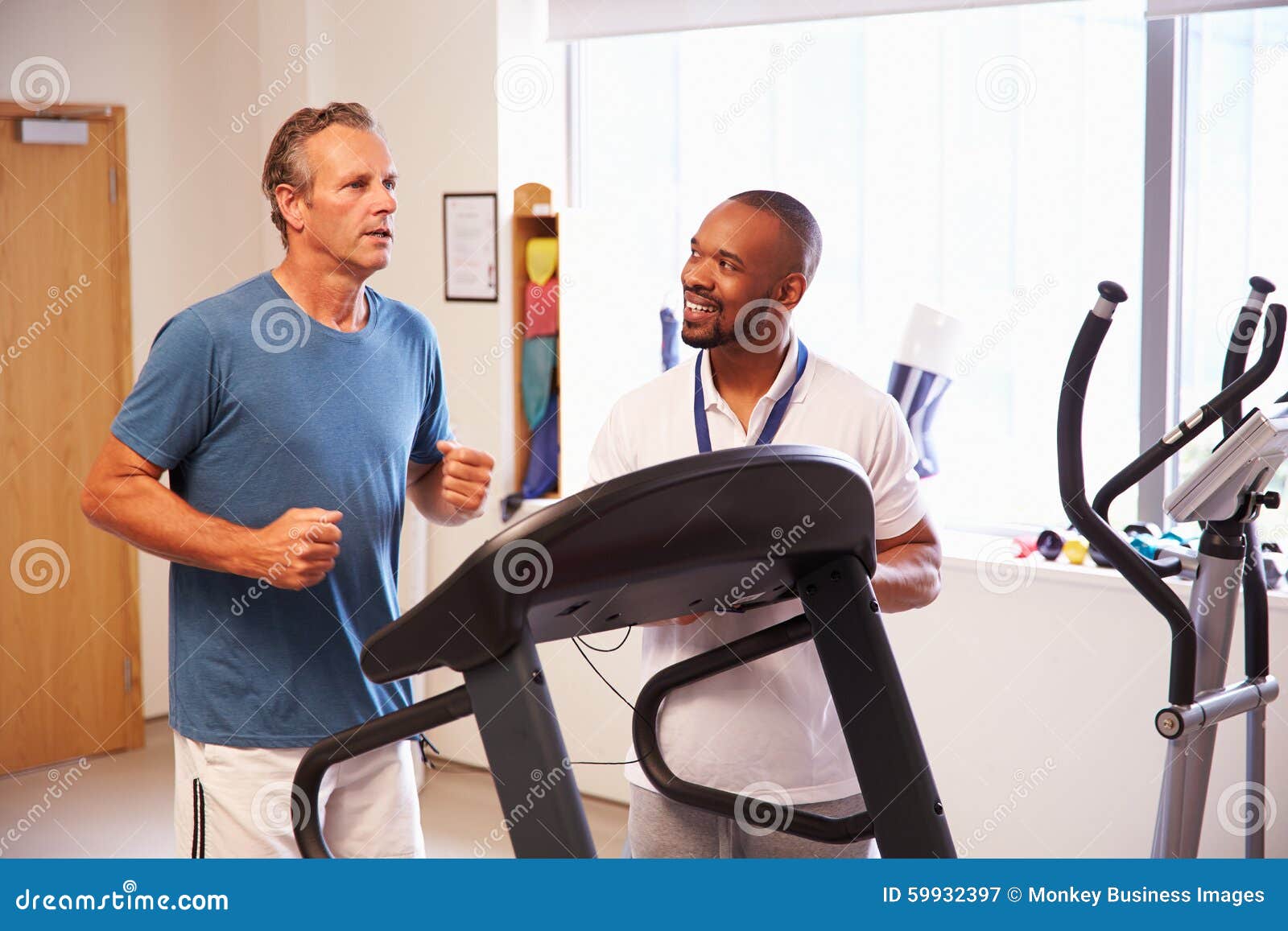 Patient Using Treadmill in Hospital Physiotherapy Department Stock ...
