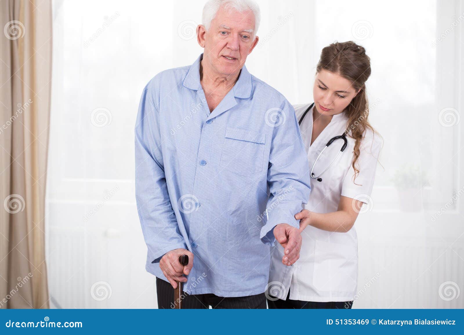 Patient Using Walking Stick Stock Image - Image of medic, cane: 51353469