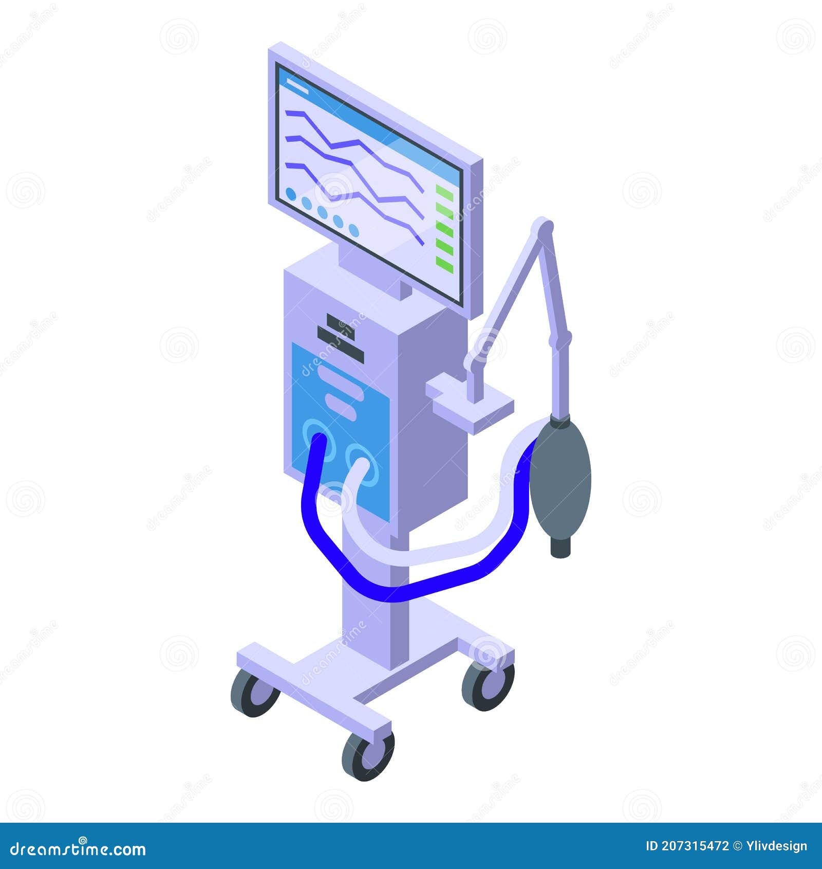 Patient Ventilator Icon, Isometric Style Stock Illustration ...