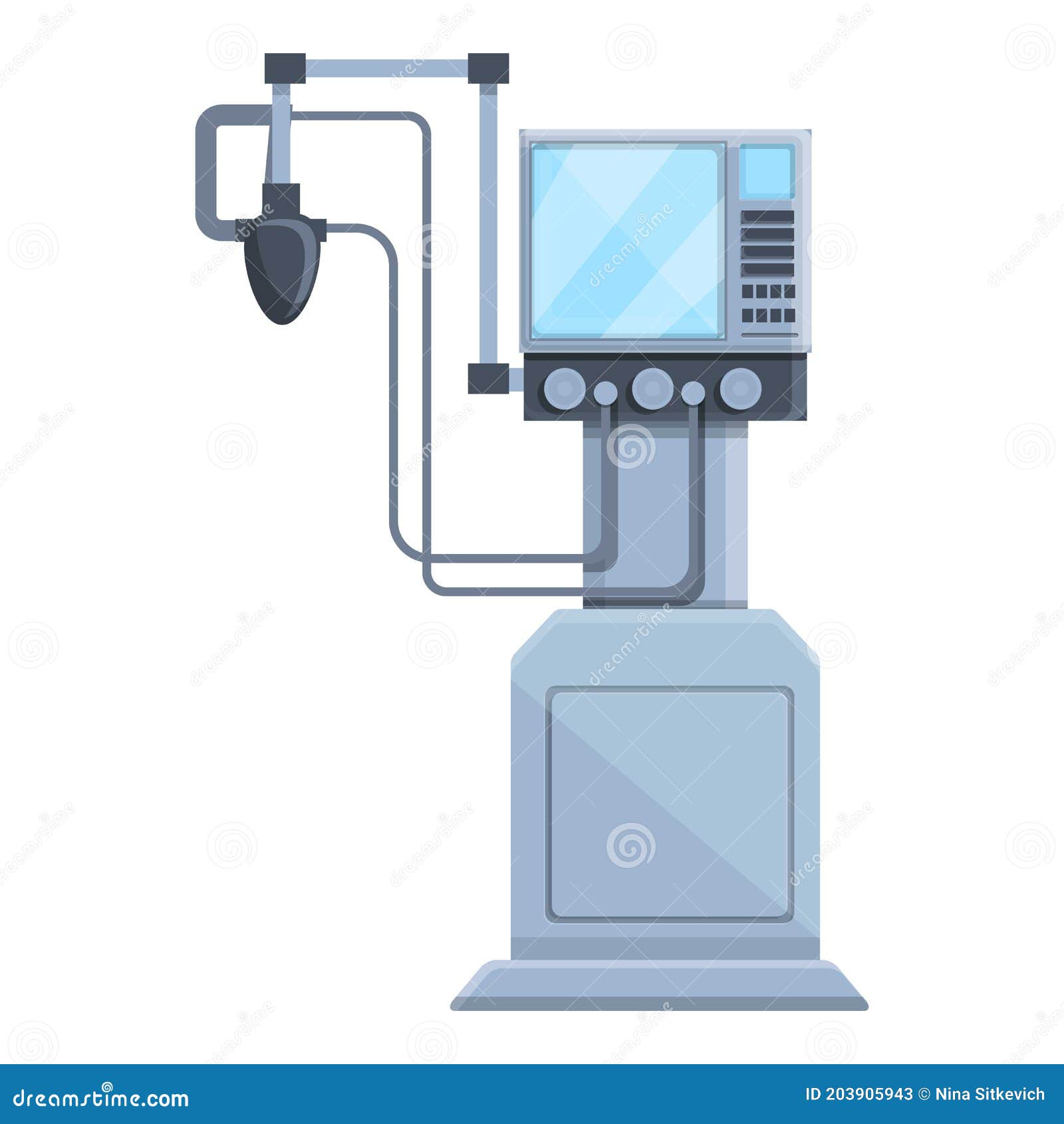 Patient On Ventilator Life-support Wearing Oxygen Mask Lying On ...