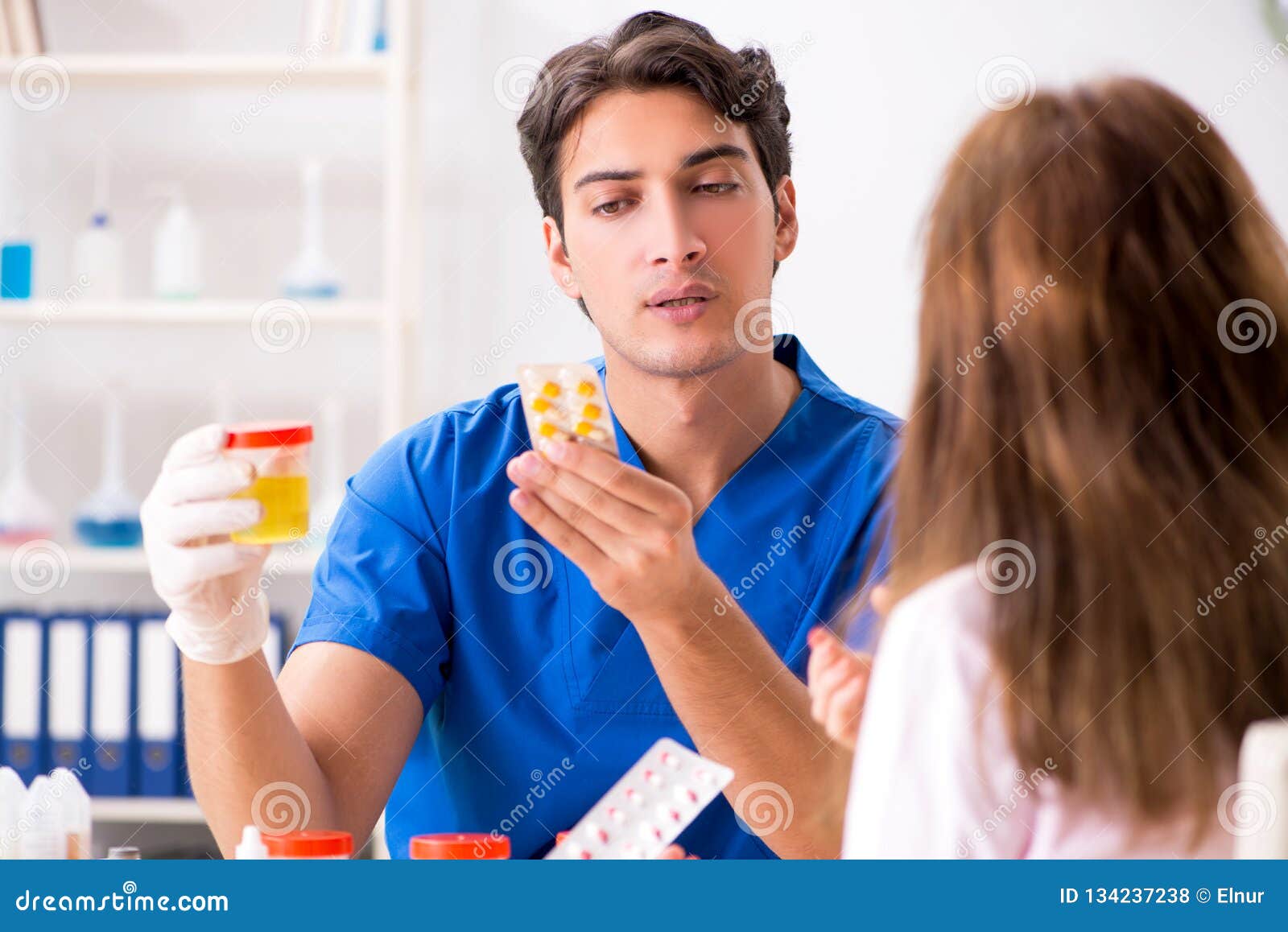 The Patient Visiting Doctor for Urine Test Stock Photo - Image of ...
