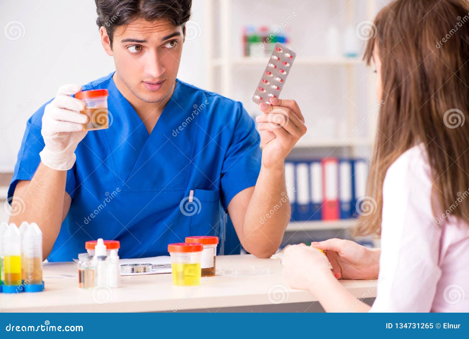 The Patient Visiting Doctor for Urine Test Stock Image - Image of ...