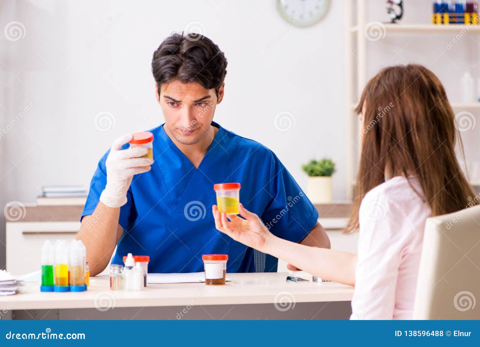The Patient Visiting Doctor for Urine Test Stock Photo - Image of ...