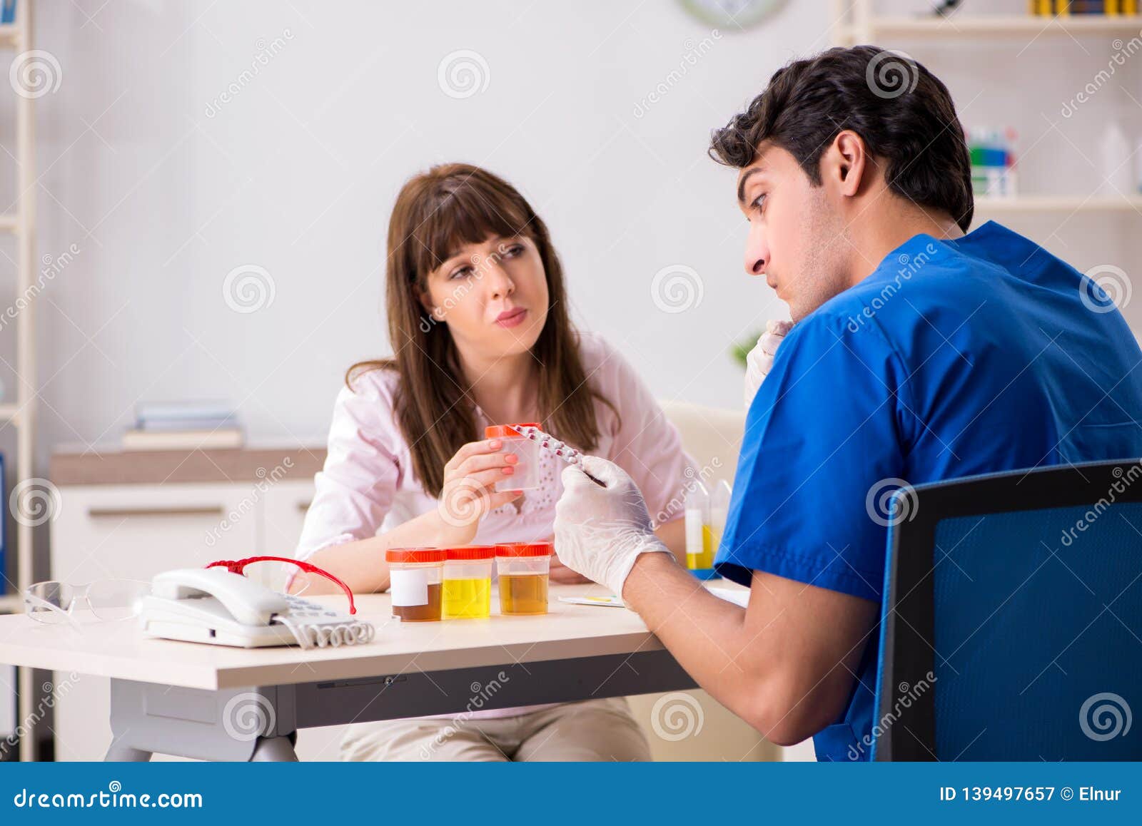 The Patient Visiting Doctor for Urine Test Stock Image - Image of ...