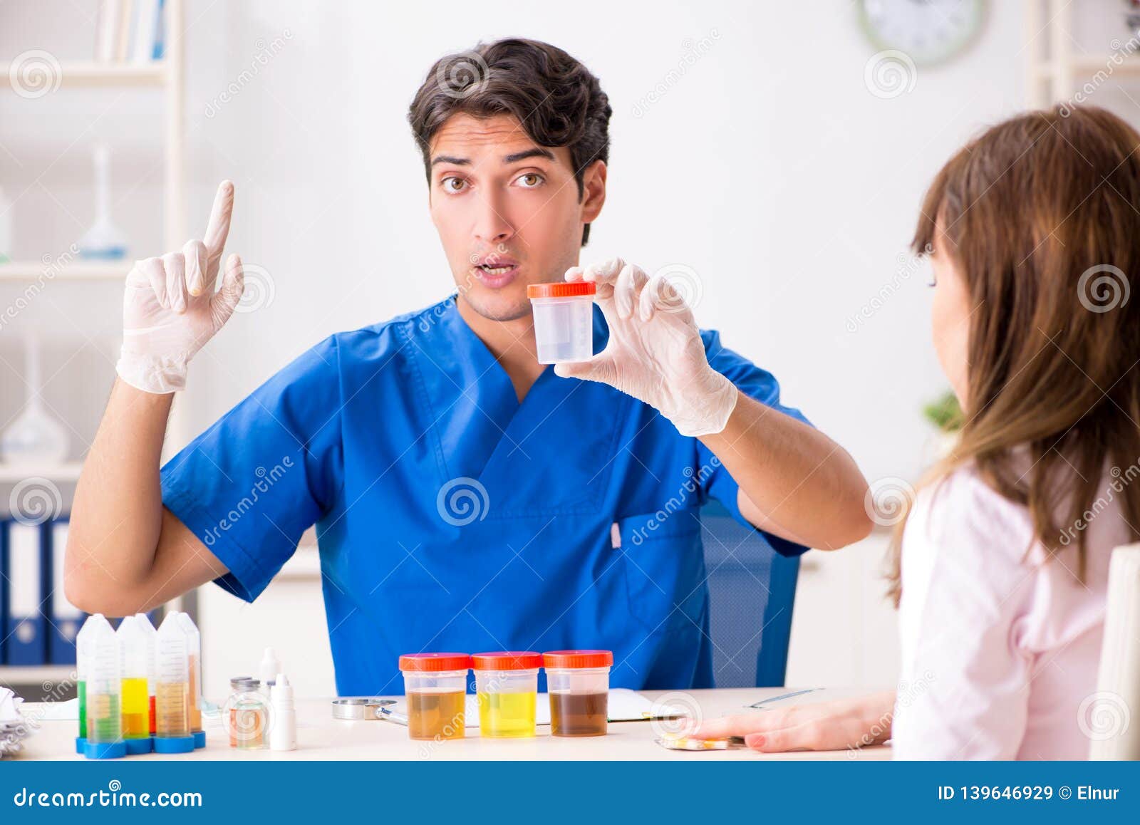 The Patient Visiting Doctor for Urine Test Stock Image - Image of ...