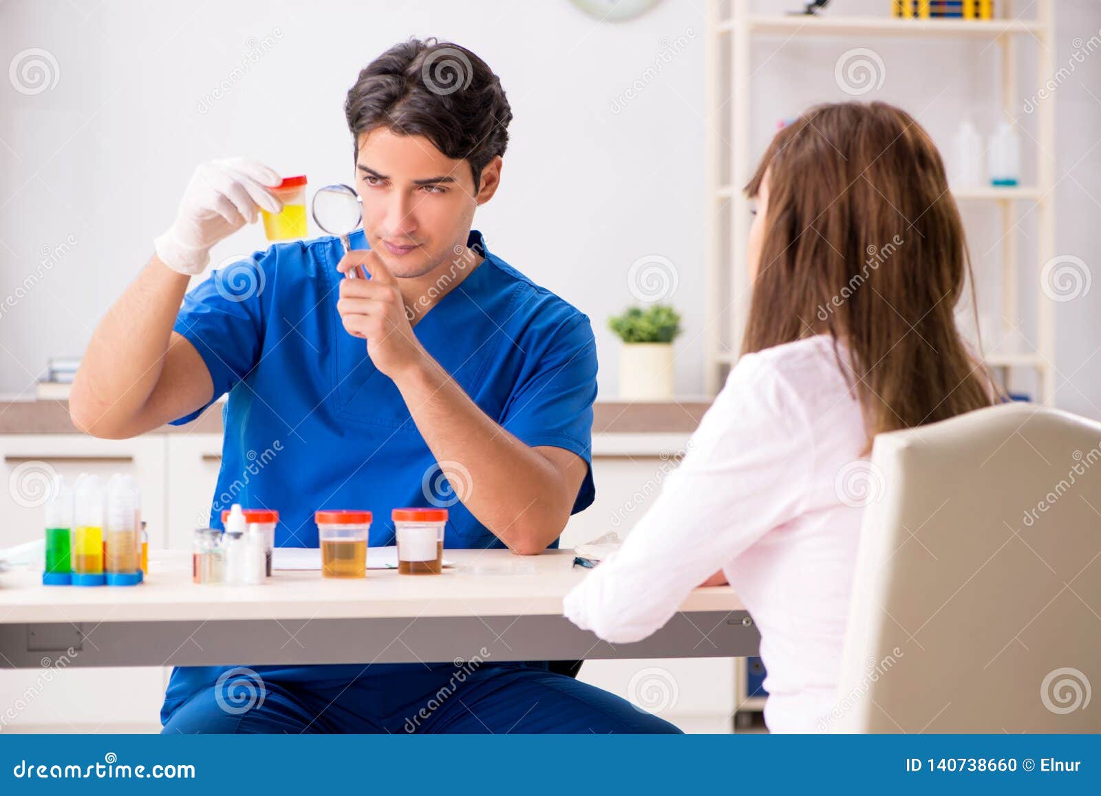 The Patient Visiting Doctor for Urine Test Stock Photo - Image of ...