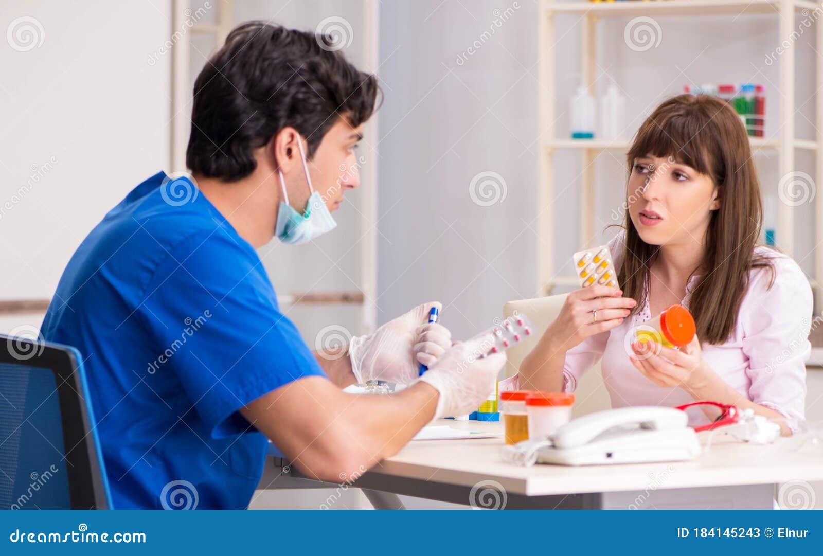 Patient Visiting Doctor for Urine Test Stock Image - Image of clinic ...