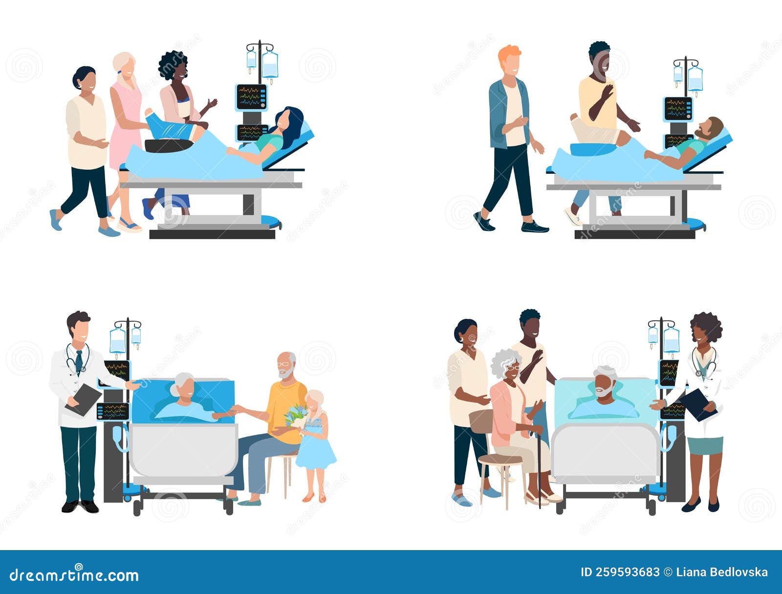 Vector Set of Patients, Doctors and Visitors of Different Ages and ...