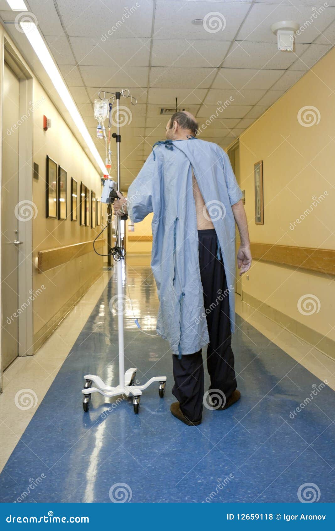 Patient Walking Down the Hospital Corridor Stock Photo - Image of away ...