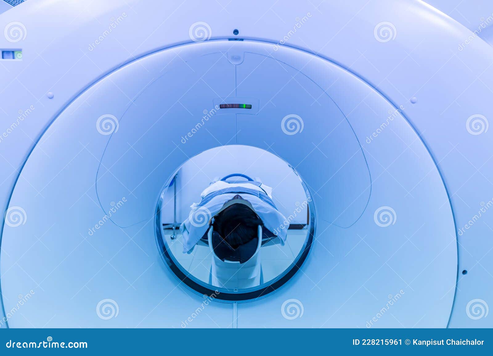 Patients Screening on CT Scanner. Man Undergoing CT Scan while Doctor`s ...