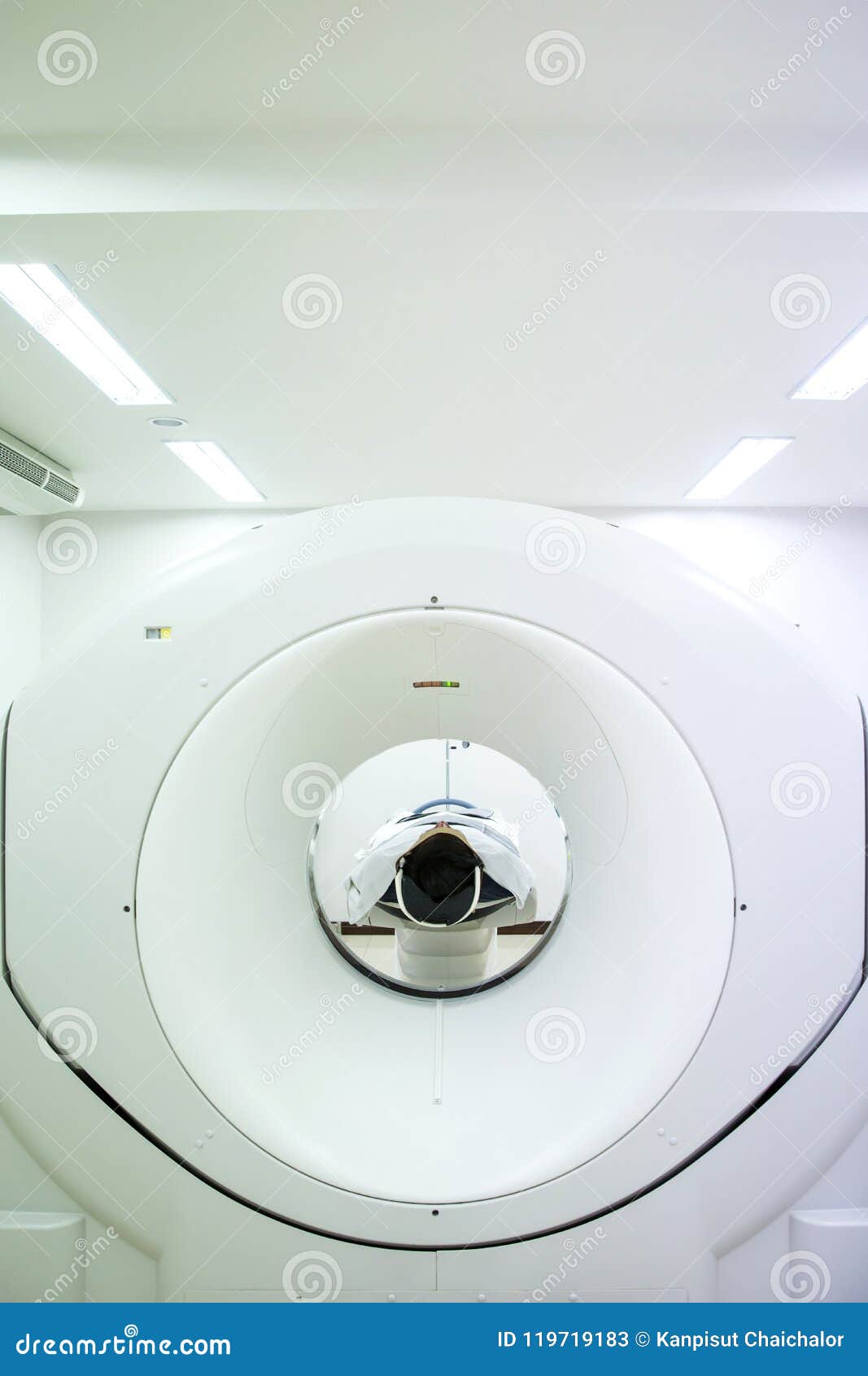 Patients Screening on CT Scanner. Man Undergoing CT Scan while Doctor`s ...