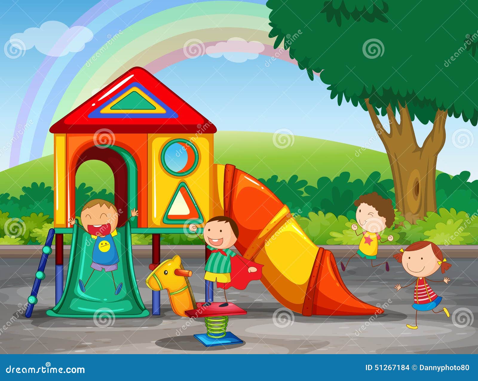 Patio ilustración del vector. Ilustración de feliz, paisaje - 51267184