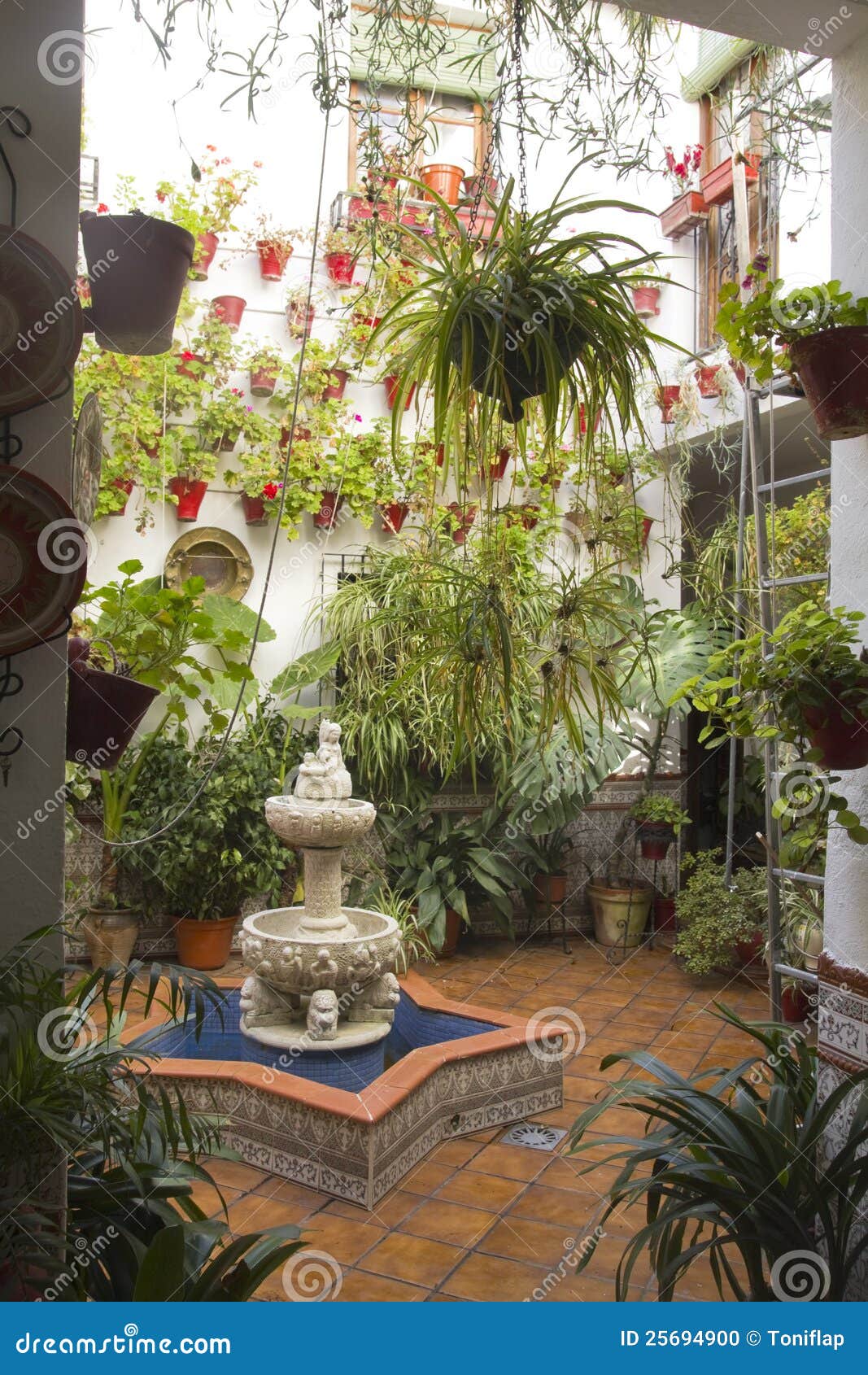 Patio andaluz foto de archivo. Imagen de hojas, plantas - 25694900