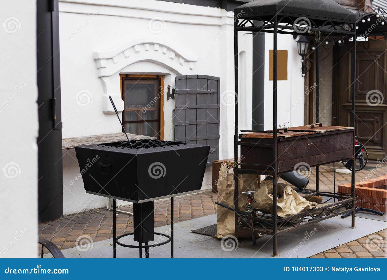 Patio with barbecue stock image. Image of decoration - 104017303